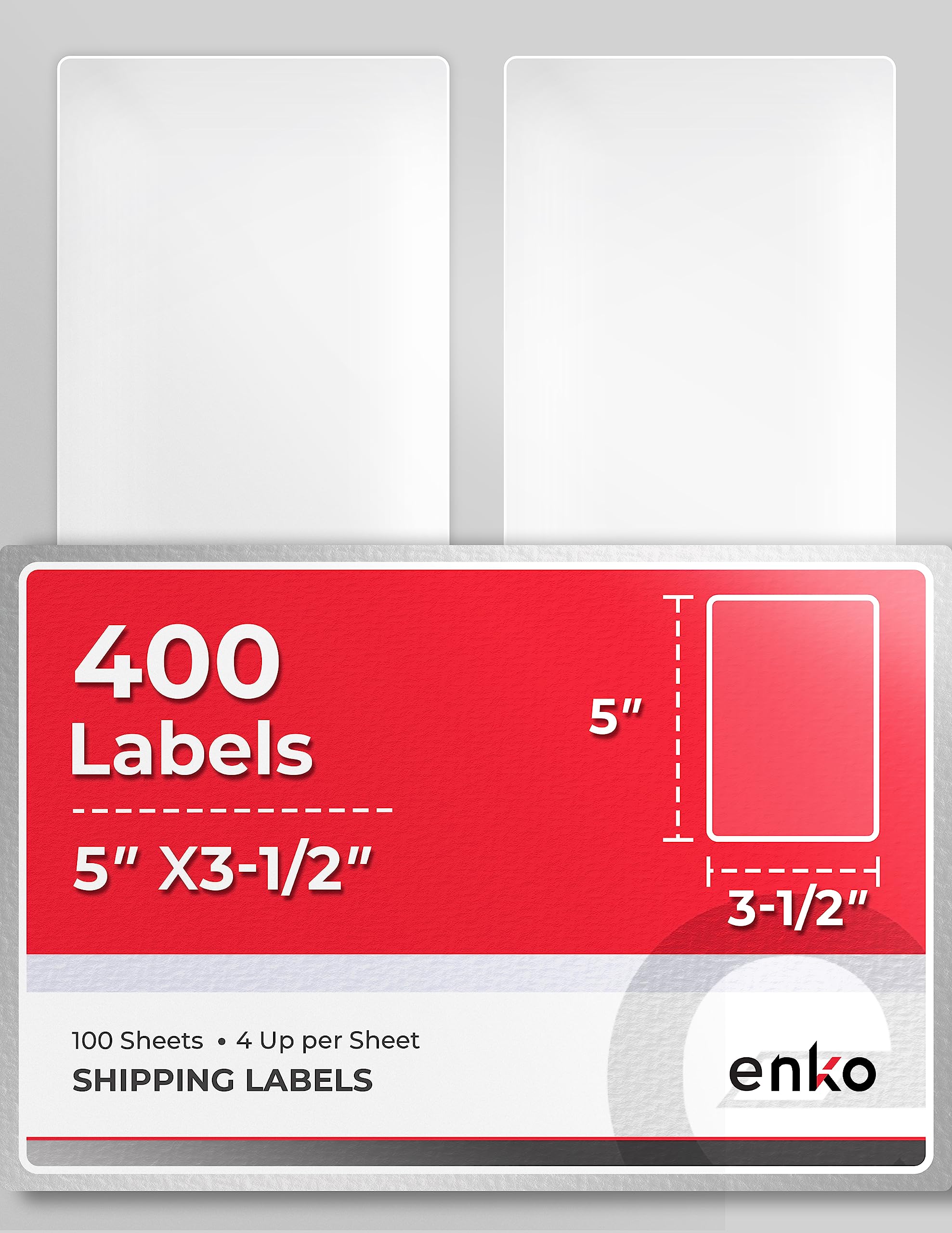 enKo - 3-1/2 x 5 Inch Label - White Blank - 4 Up Per Sheet Shipping ...