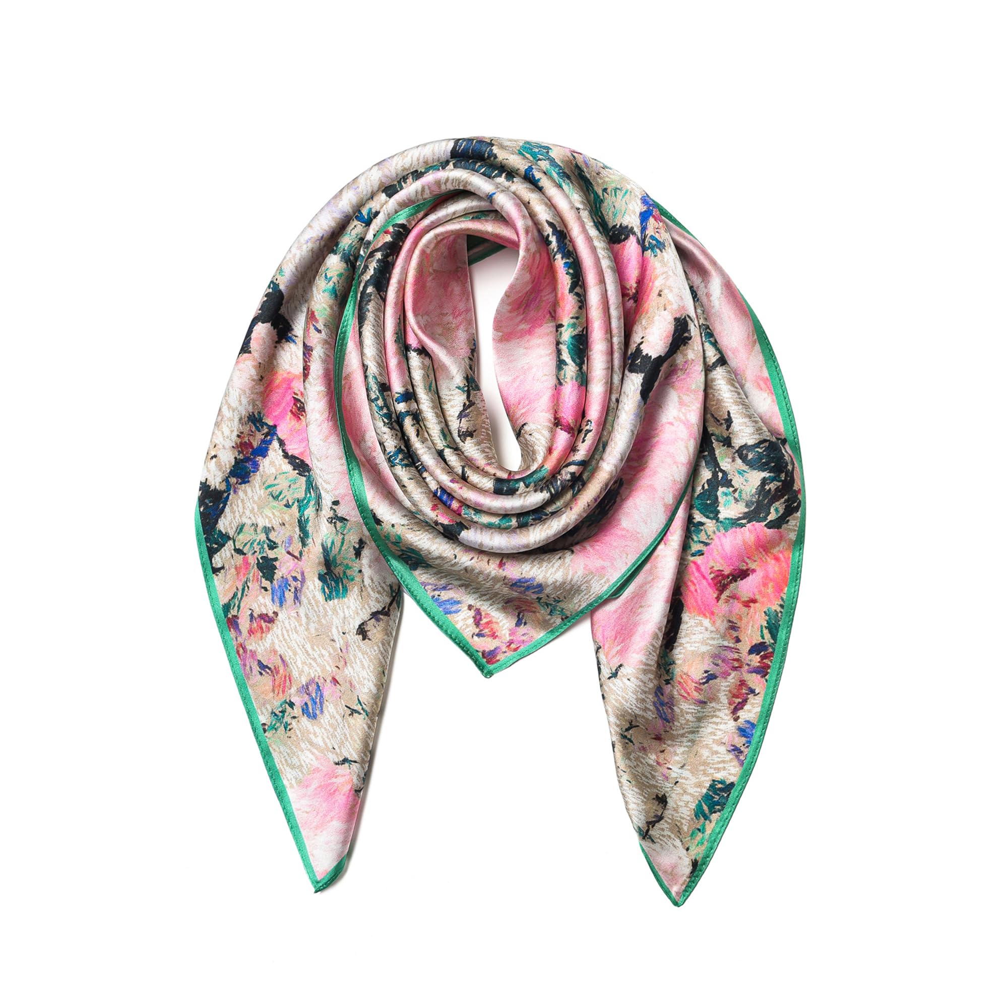 SHIROUYU 100% Pure Mulberry Silk Scarf 35" Large Square Lightweight ...