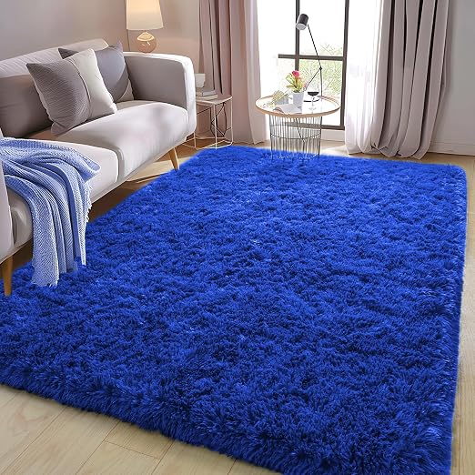 Amazon.com: Ailyei Soft Shag Rugs for Bedroom, 4x6 Royal Blue Fluffy ...