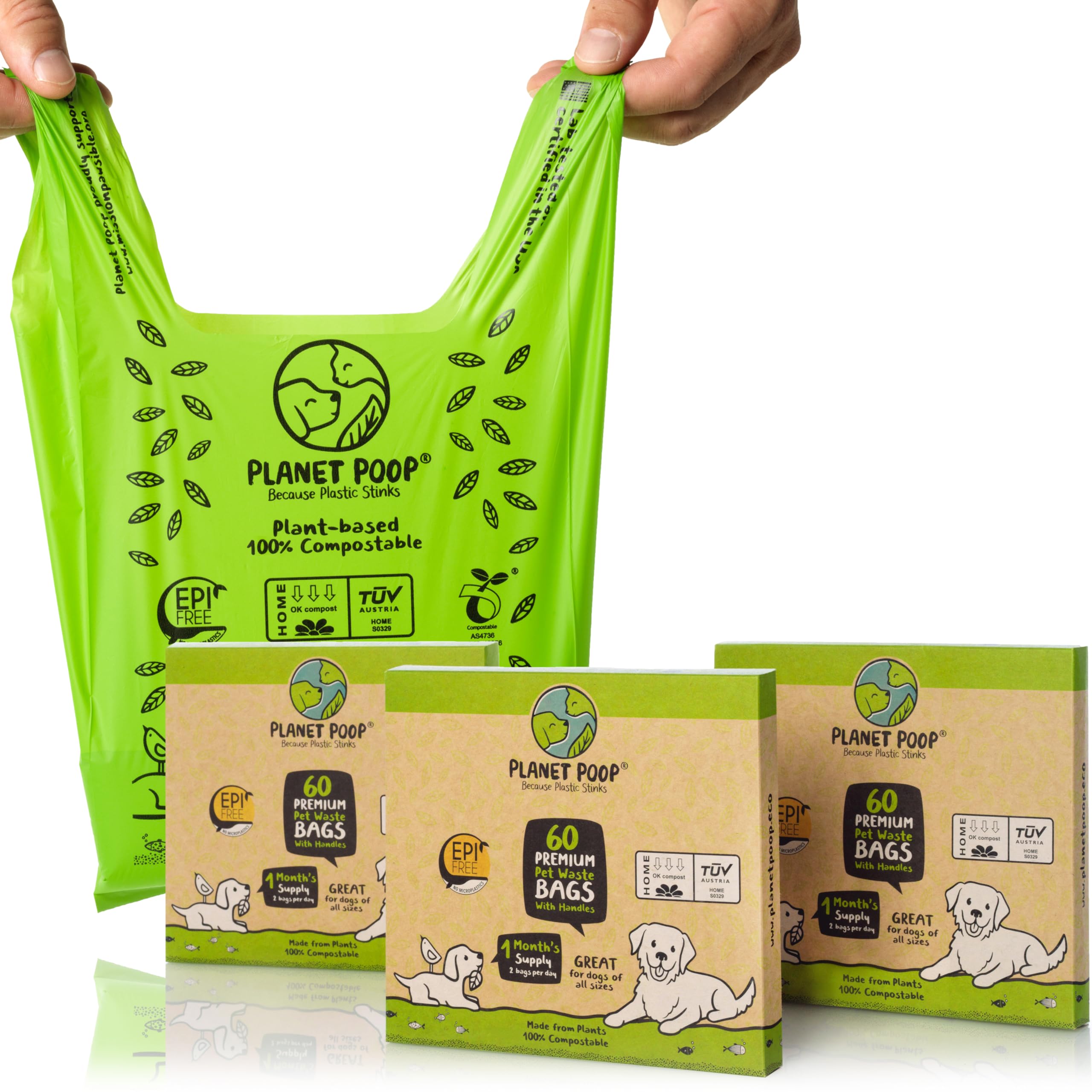 Amazon.com : PLANET POOP Home Compostable Dog Poop Bags with Handles ...