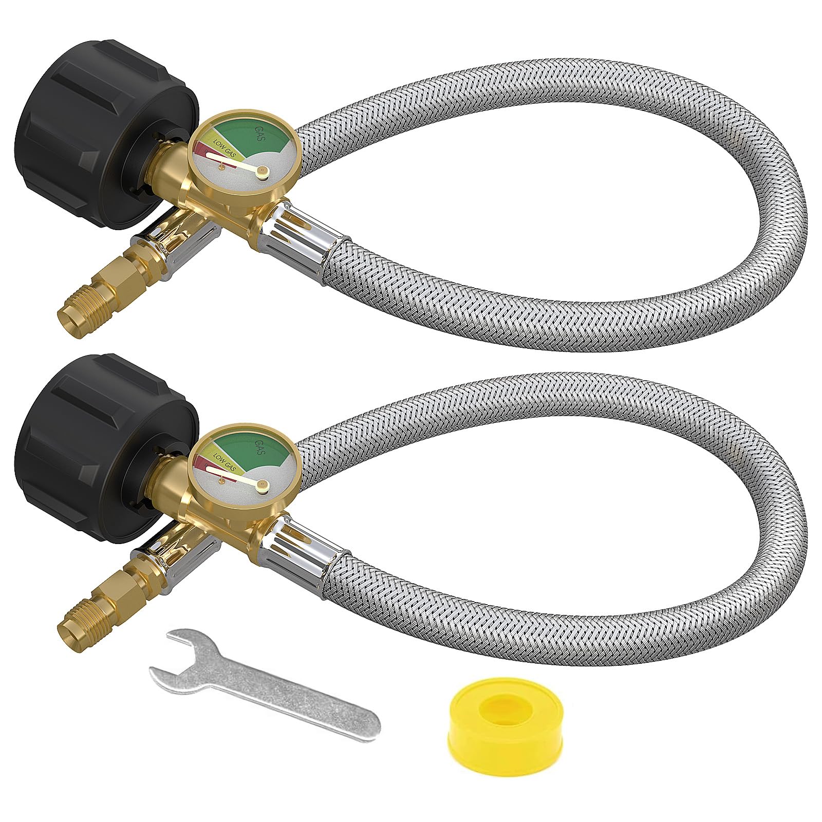 Amazon.com : 2 Packs RV Propane Hoses with Gauge,18 Inch Stainless ...