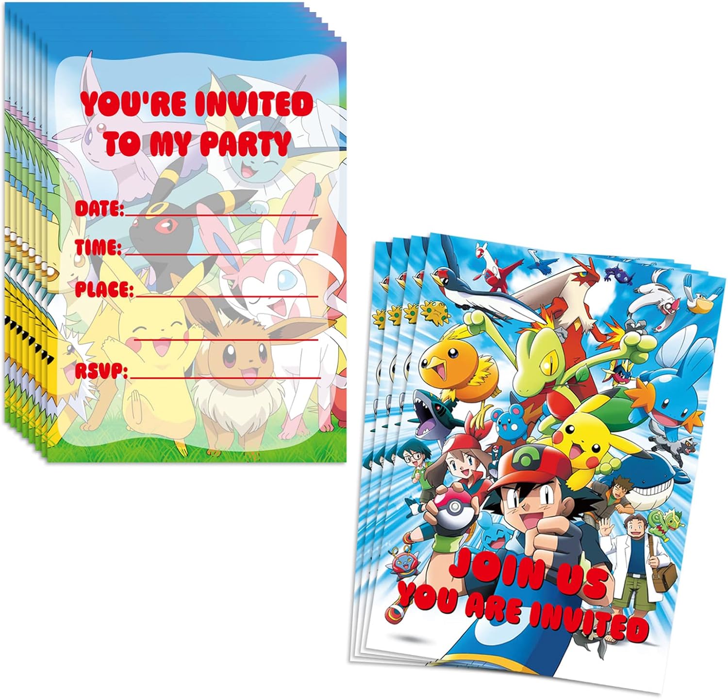 Amazon.com : Cartoon Birthday Invitation Cards 24PCS Animal Anime ...