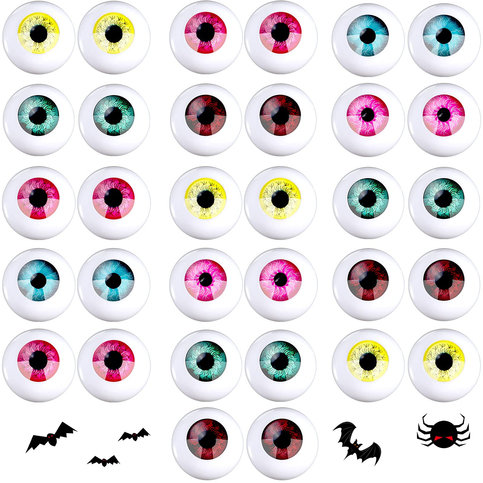 Snapklik.com : 32 Pieces Halloween Eyeballs Plastic Half Eyeballs ...