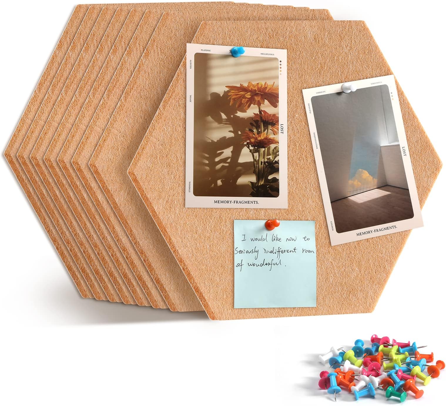 Uoisaiko Pin Board Large Notice Board, Hexagon Memo Board 30 Pins 6 ...