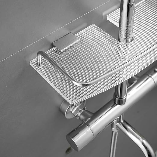 Shower Shelf Caddy for Rail: Acrylic Bathroom Rack Organizer Holder for ...