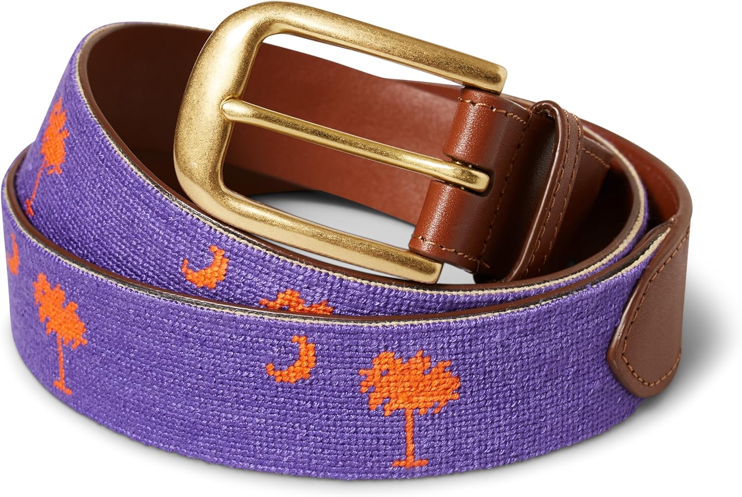 Amazon.com: Palmetto Tree Needlepoint Golf Belt, Purple Clemson ...