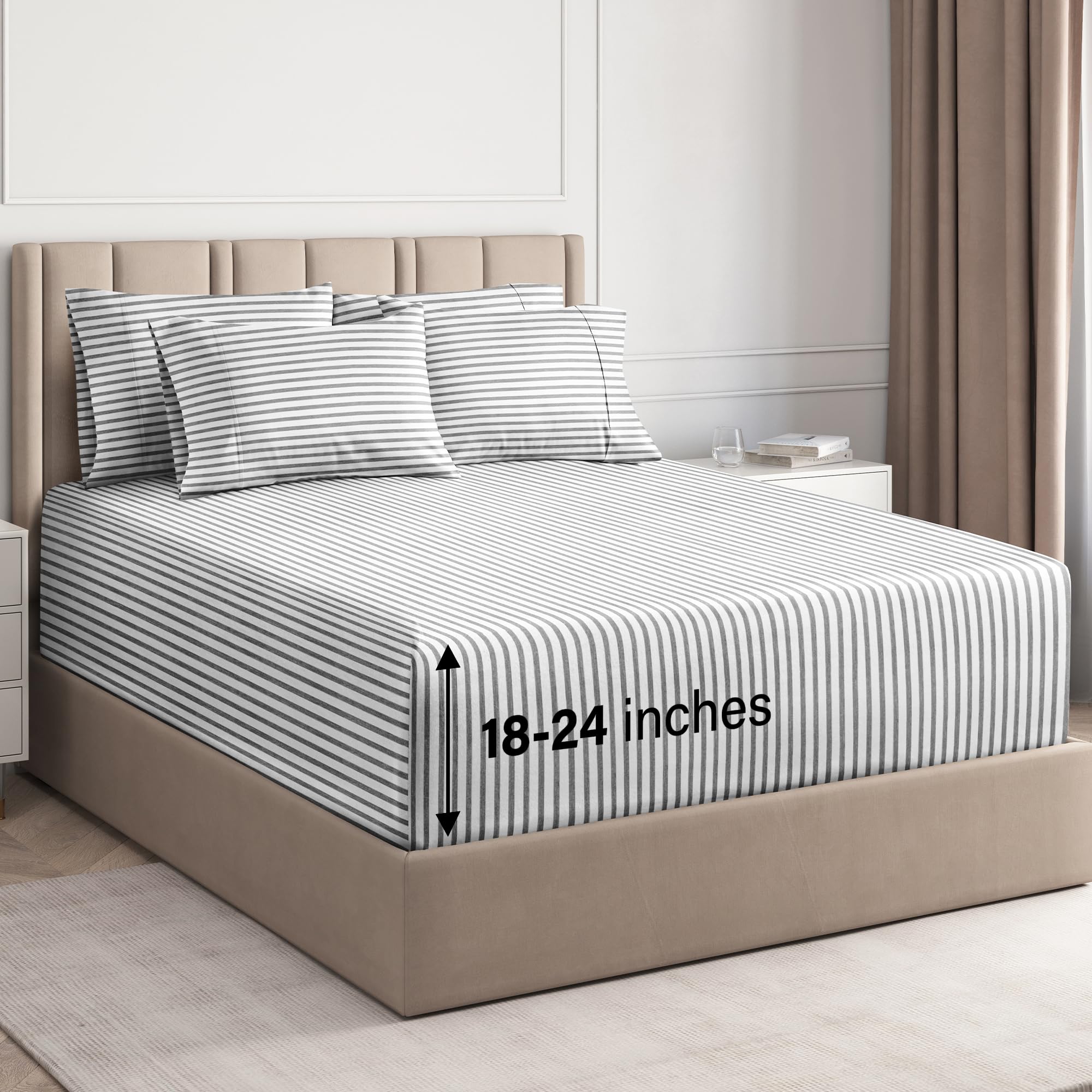 Extra Deep King Sheet Set - 6 Piece Breathable & Cooling Sheets - Hotel ...