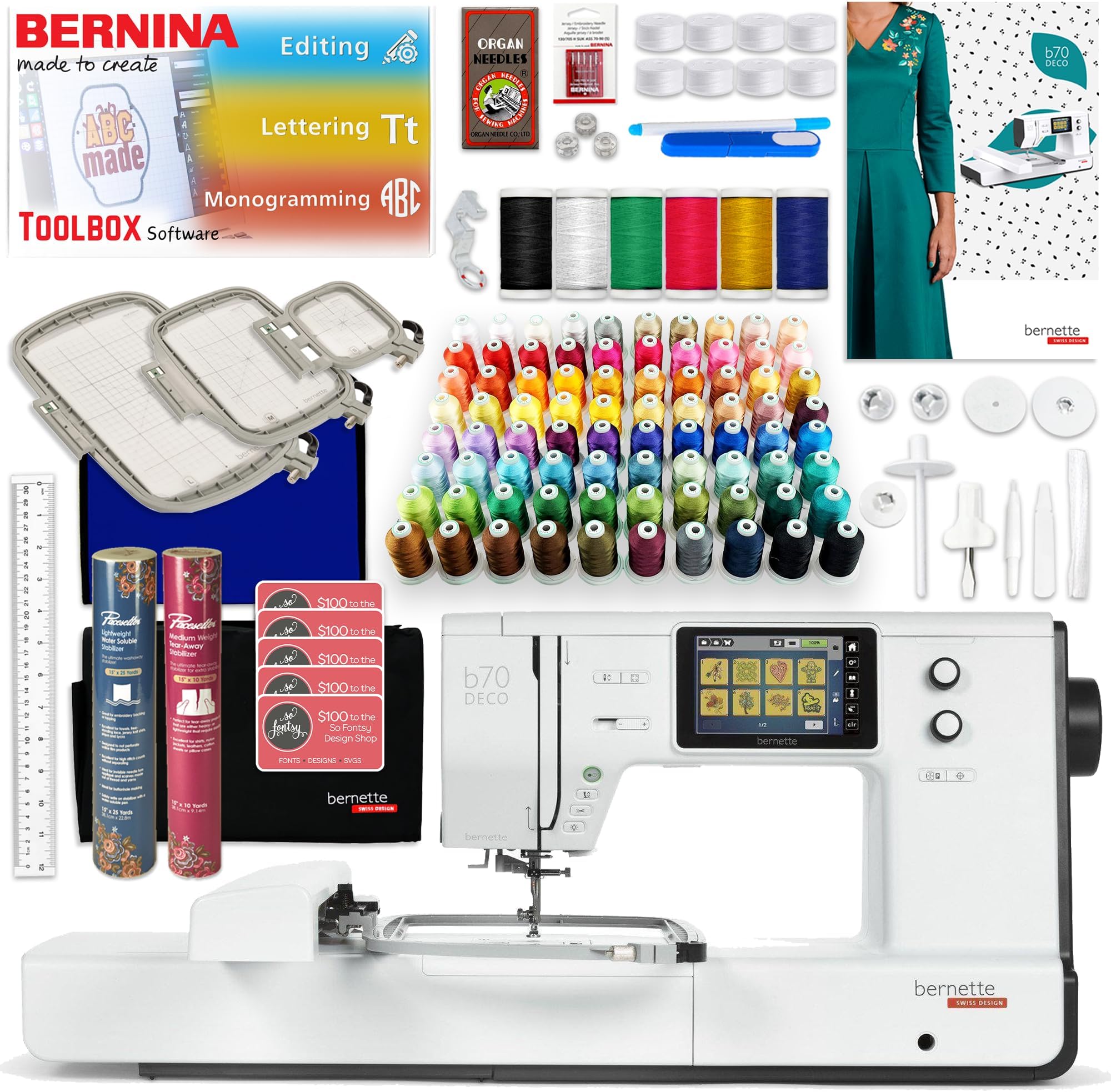 Amazon.com: Bernette B70 6"" x 10"" Embroidery Machine with Deluxe ...