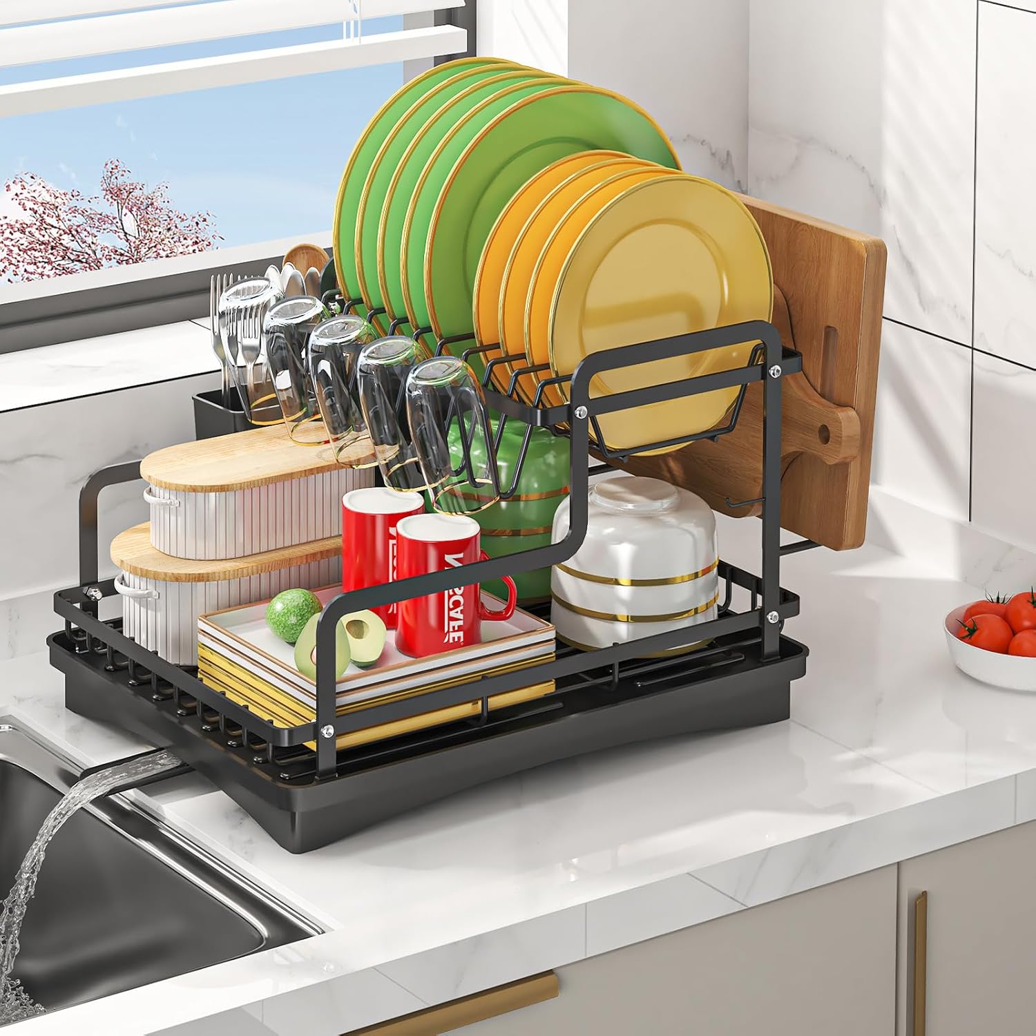 Amazon.com - Famhap Large 2 Tier Dish Rack - Stainless Steel Kitchen ...