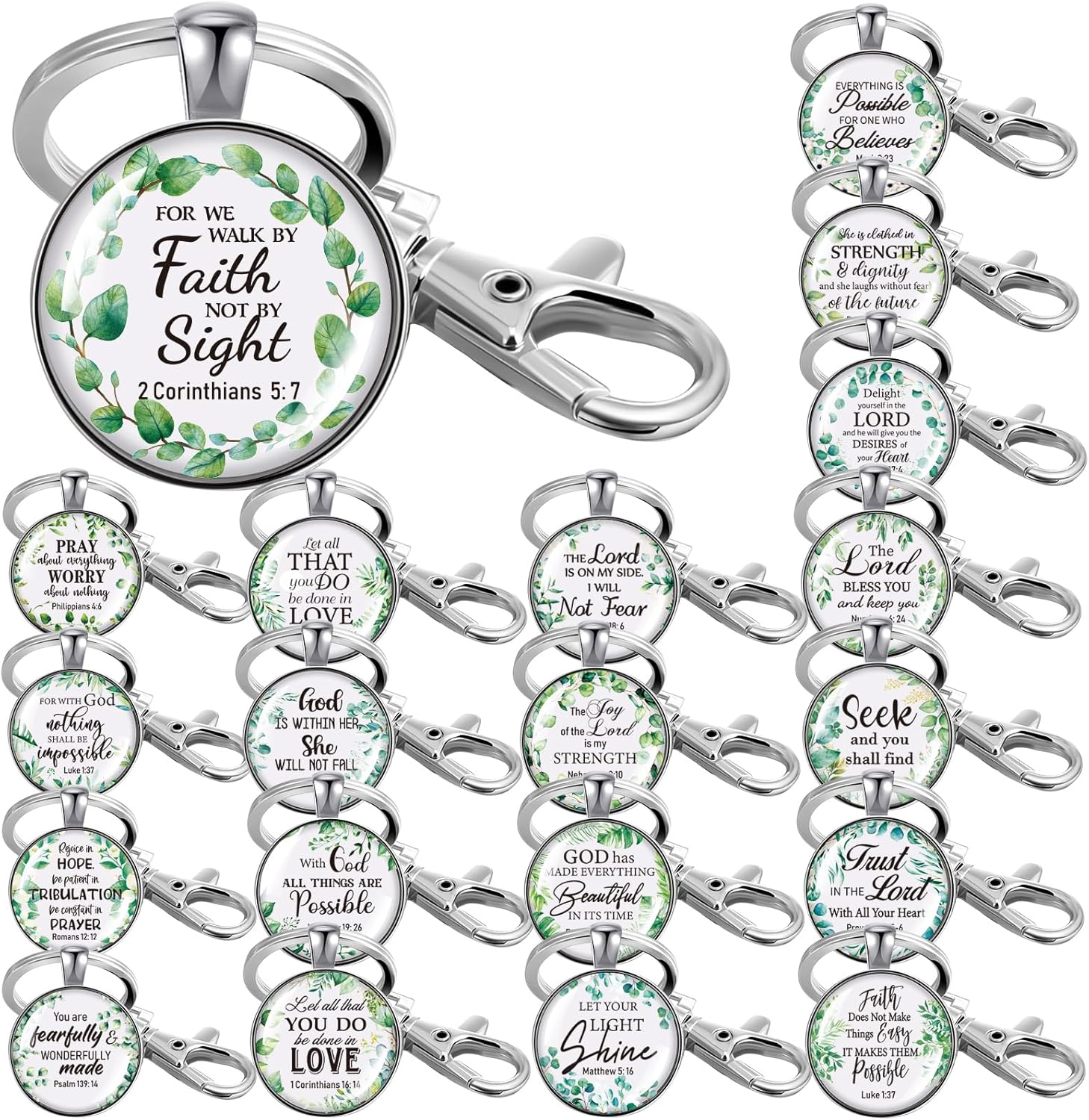 Amazon.com: Sasylvia 20 Pcs Christian Keychain Bulk Bible Verse ...