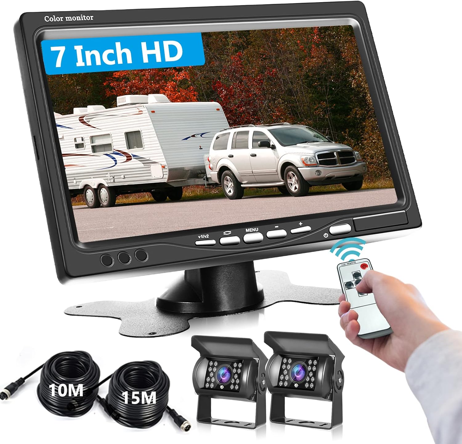 Podofo Rear View Camera Rear Camera Kit Front and Rear 7" LCD Screen ...