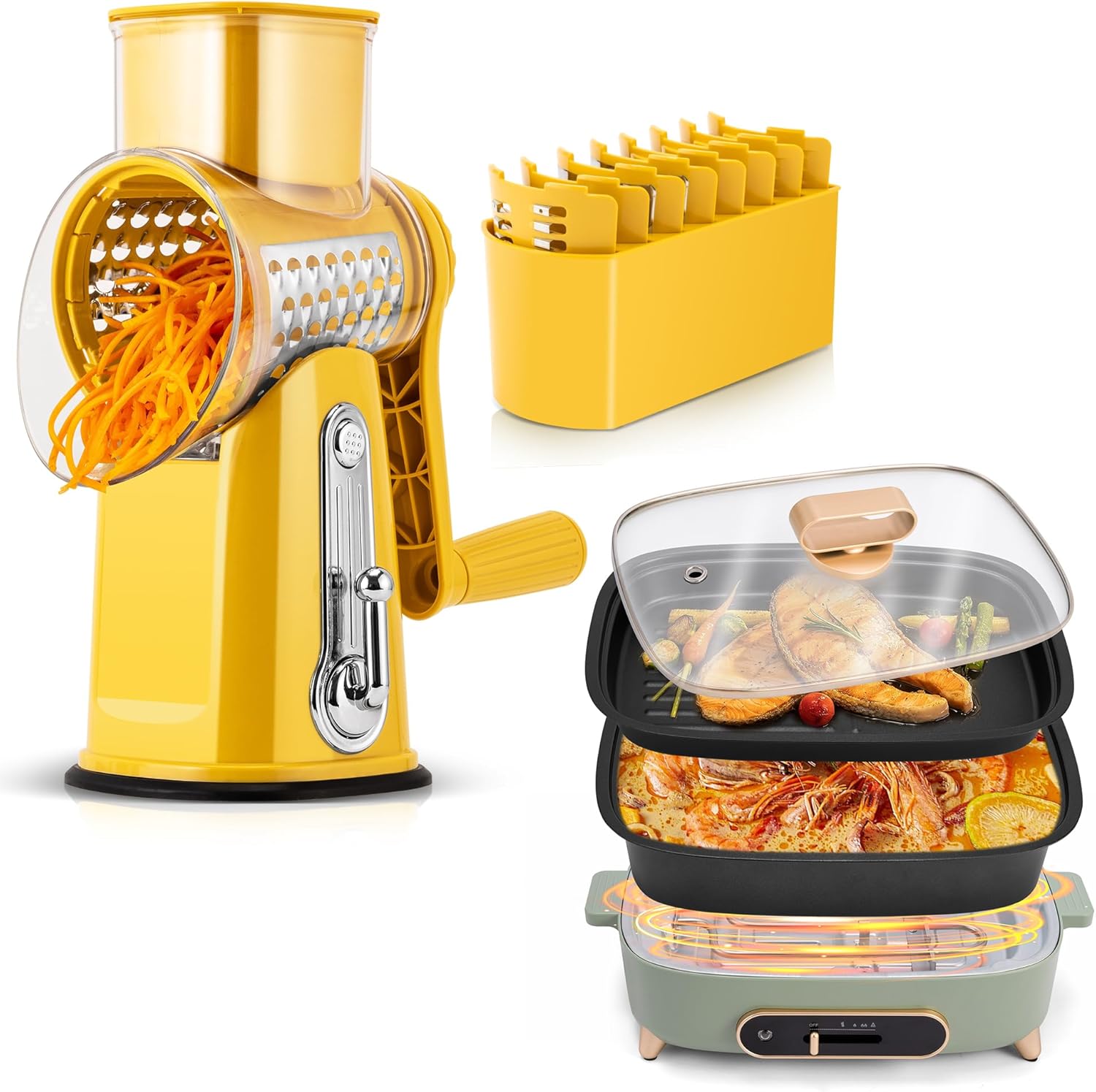 Amazon.com: SUSTEAS Rotary Cheese Grater with Handle and SUSTEAS 2 in 1 ...