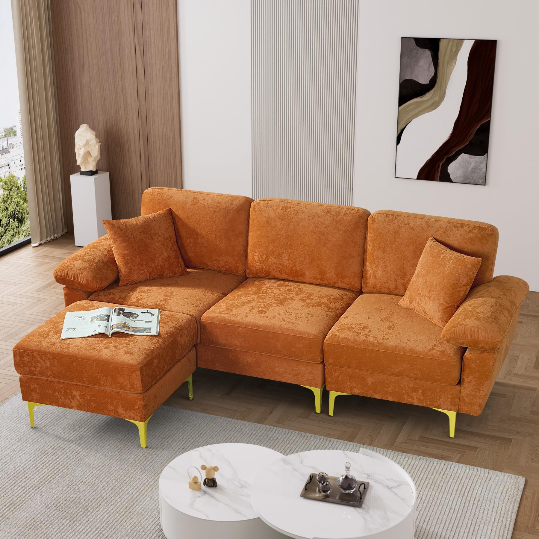 Amazon.com: ABAKAN 79” Modern Sectional Sofas Couches for Living Room ...