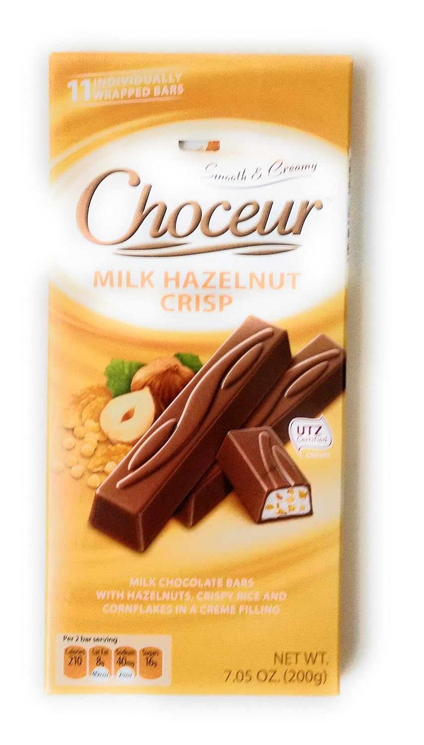 Amazon.com : Choceur Milk Chocolate Bars with Hazlenuts, Rice Crisps ...