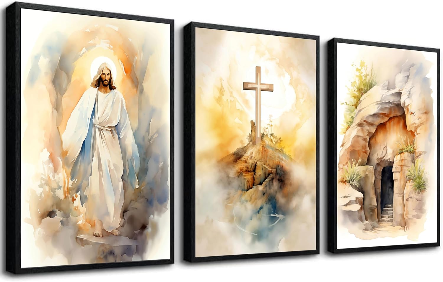 Amazon.com: 3Pcs Jesus Canvas Wall Art Bible Stories Wall Decor God ...