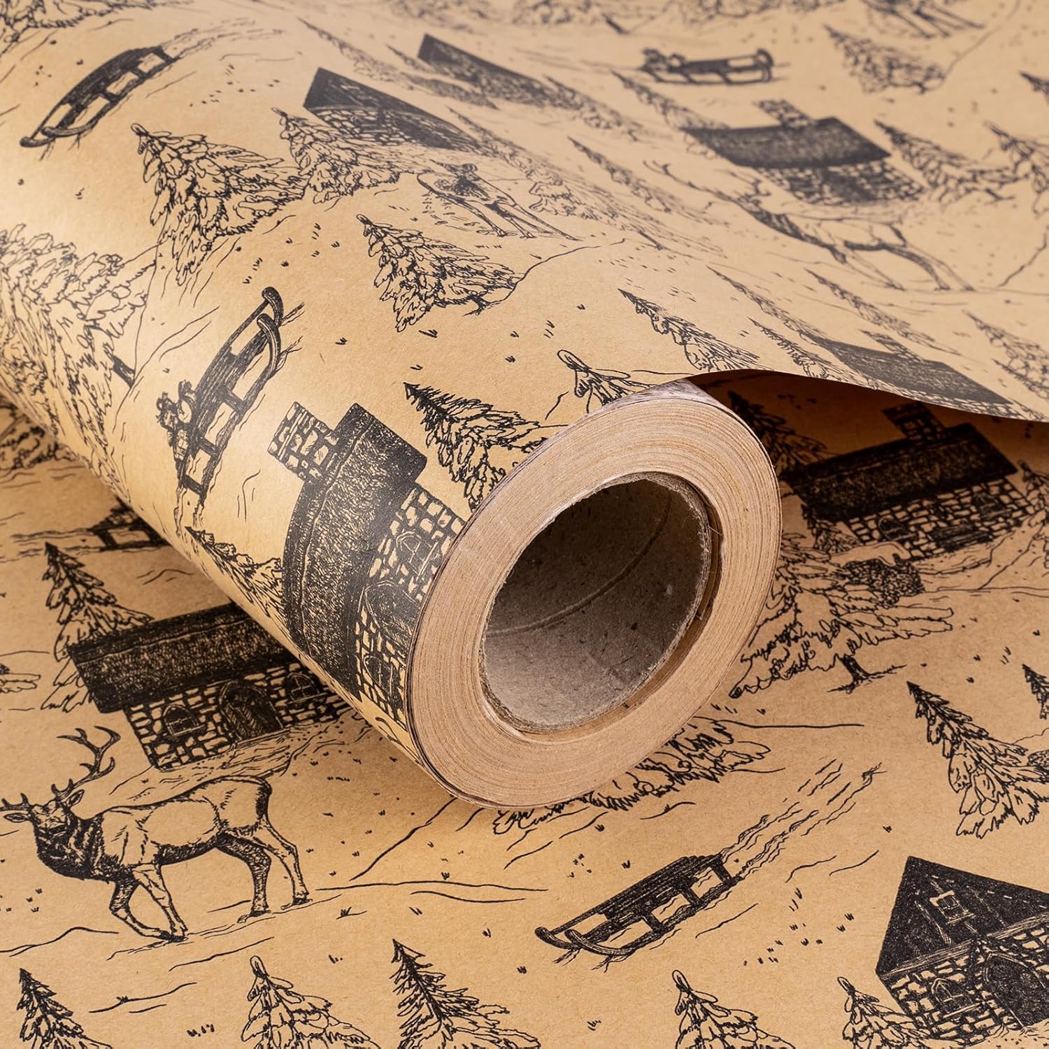 Amazon.com: RUSPEPA Christmas Wrapping Paper, Jumbo Roll Kraft Paper ...