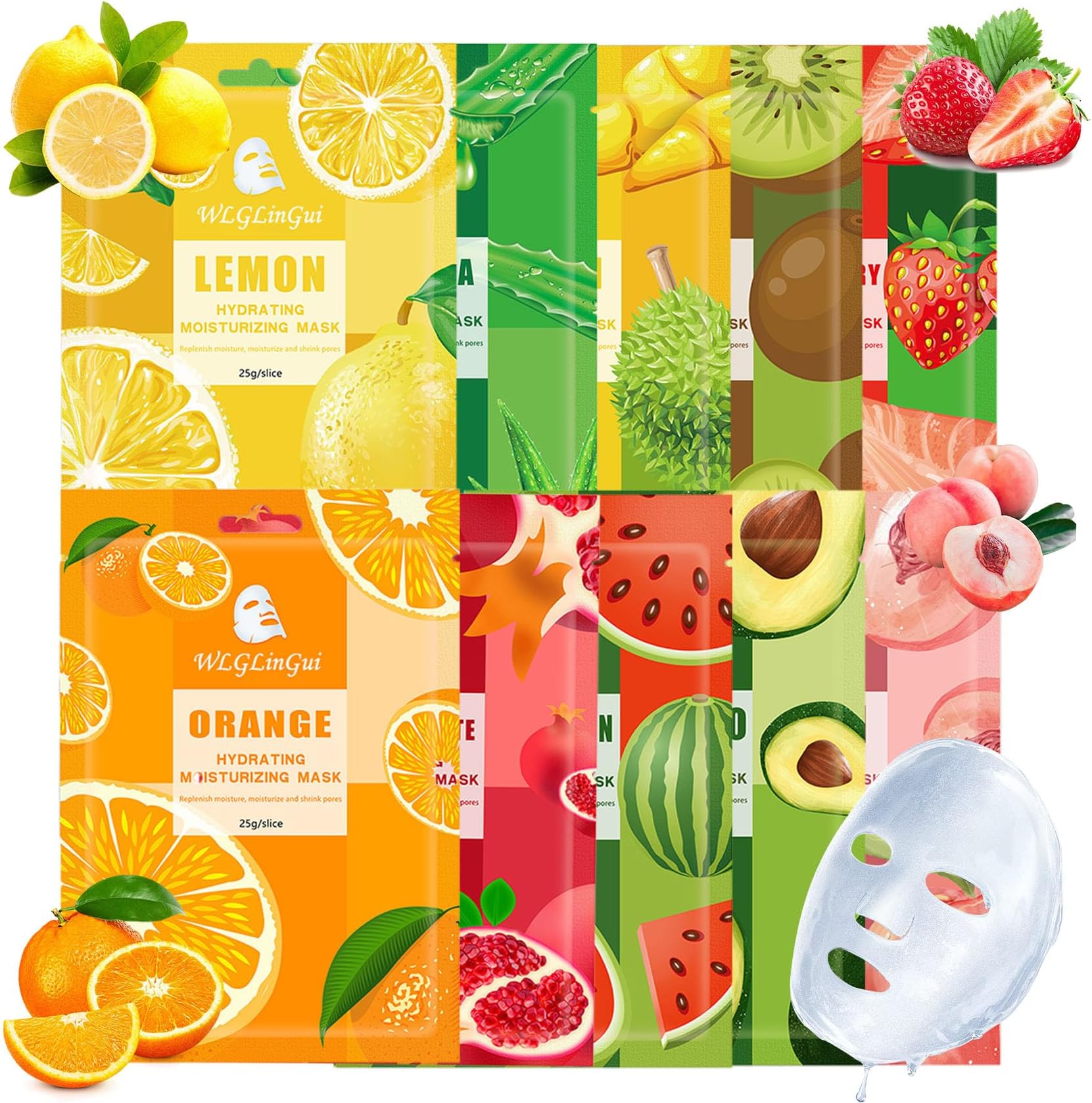 Amazon.com : WLGLinGui 10 Pcs Sheet Facial Mask,Hydrating Face Masks ...