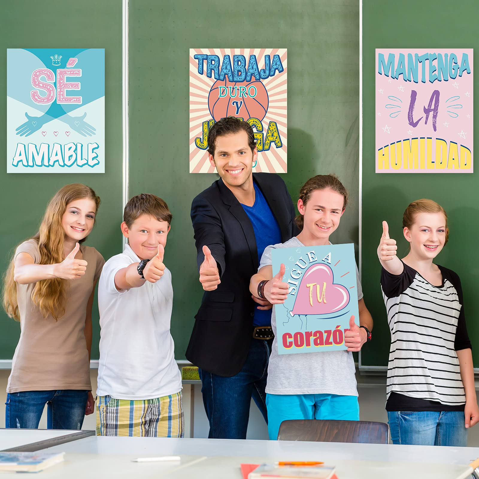 Buy 9 Pieces Spanish Classroom Decorations Spanish Motivational Posters ...