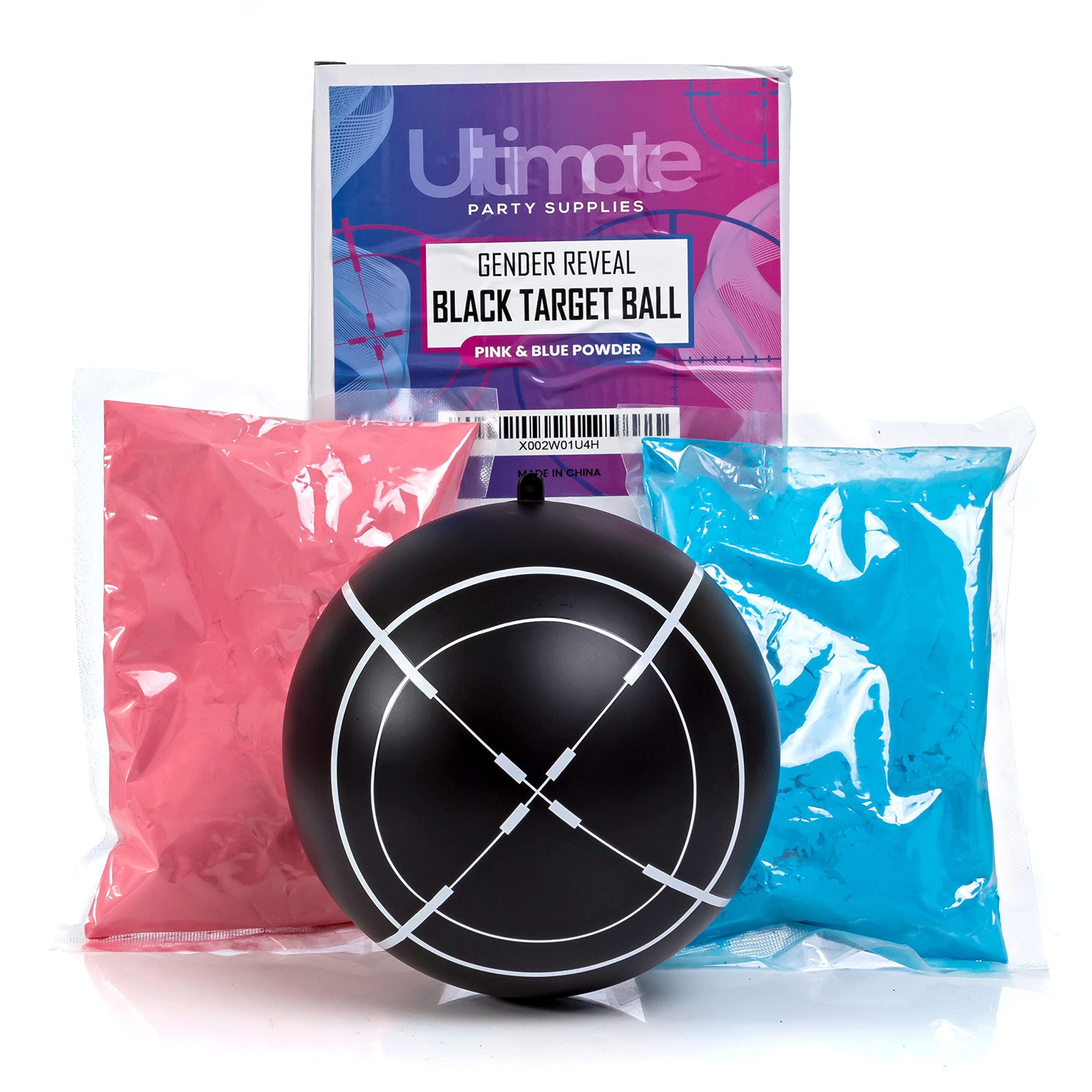 Ultimate Party Supplies Gender Reveal Black Target Ball | Pink & Blue ...