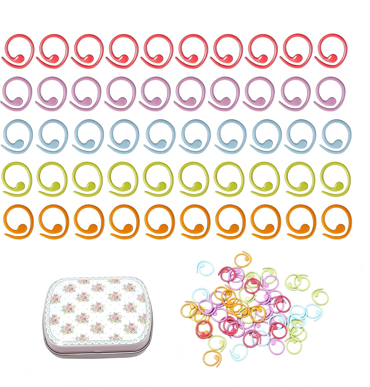 Amazon.com: Wonafa 50 Pcs Helical-Shaped Crochet Markers Ring,Boxed ...
