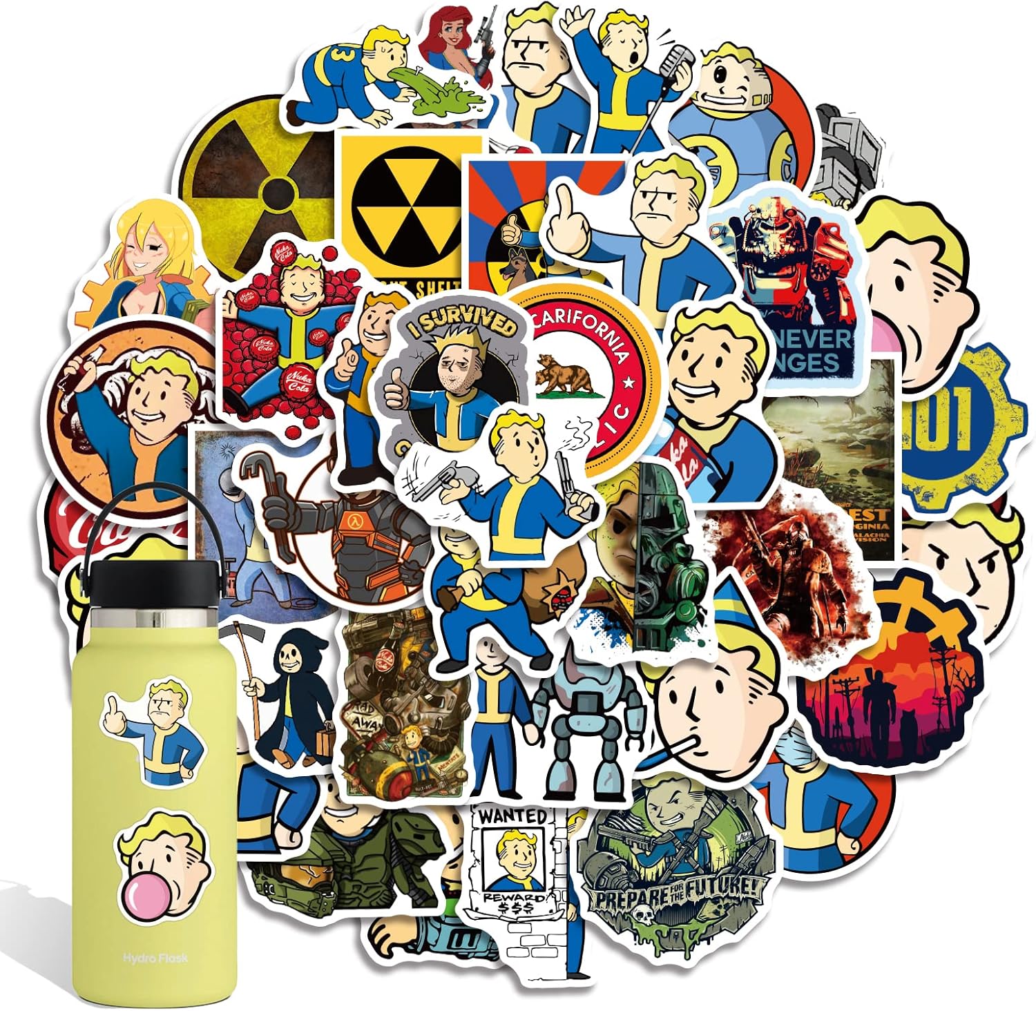 52PCS Fallout Stickers for Laptop and Water Bottle, Cool Game Vinyl ...