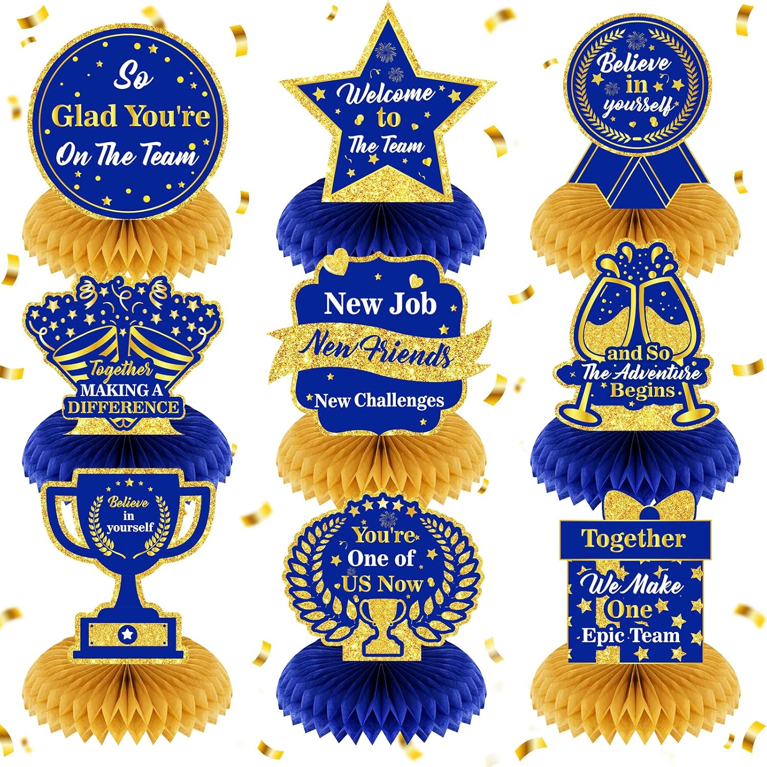 Amazon.com: Welcome to The Team Party Decorations 9 PCS Table Honeycomb ...