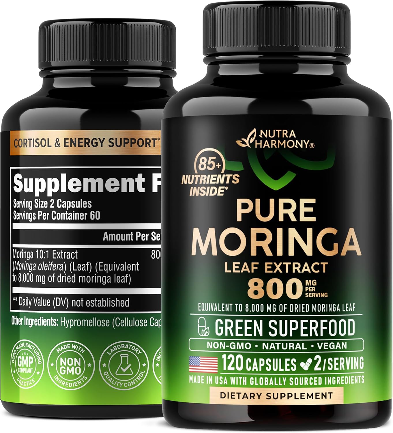 Amazon.com: Moringa Capsules 800mg - Pure Moringa Leaf Powder - Extra ...