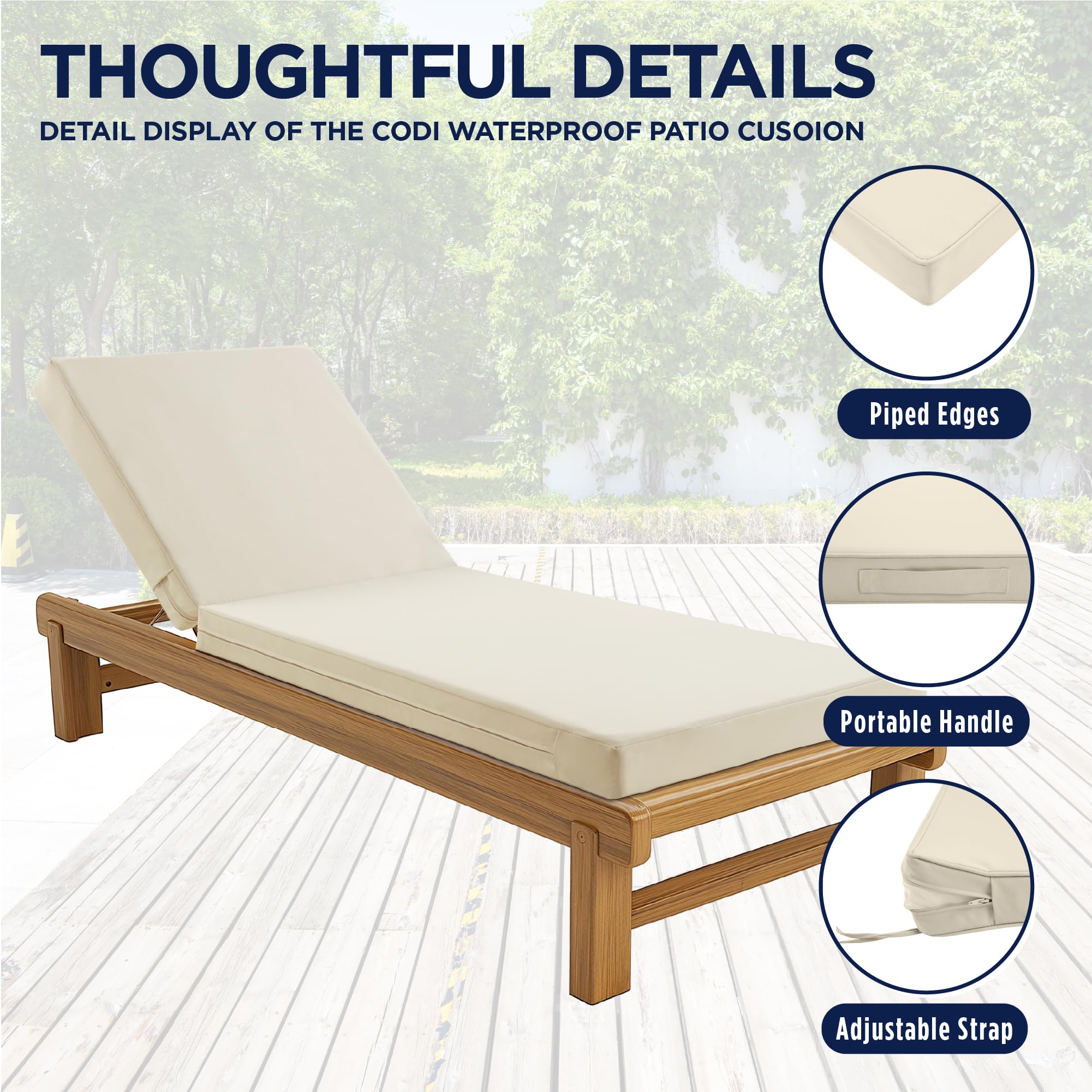 Snapklik.com : Lounge Chair Cushion, Outdoor Chaise Cushions For Pool ...