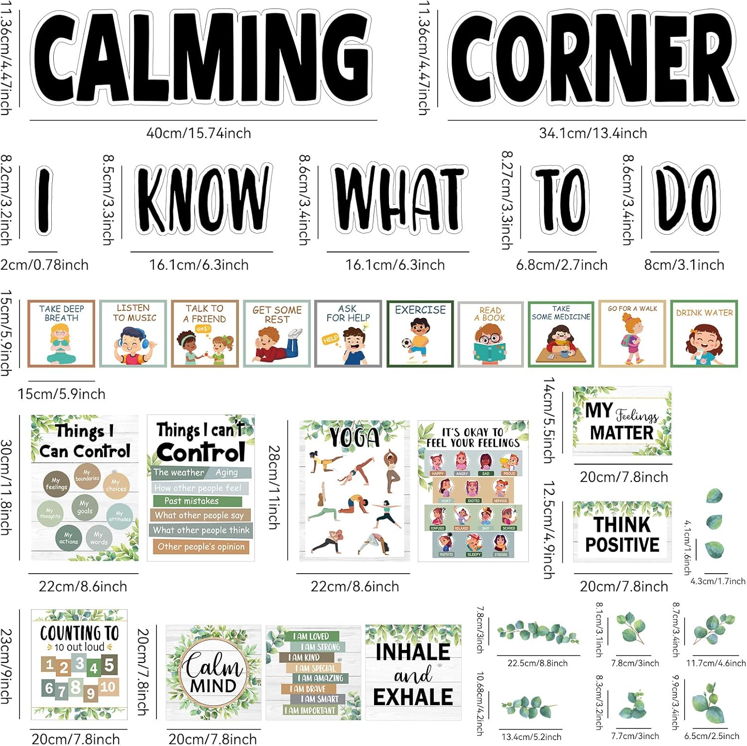 ZOIIWA Eucalyptus Calming Corner Classroom Bulletin Board Set Preschool ...