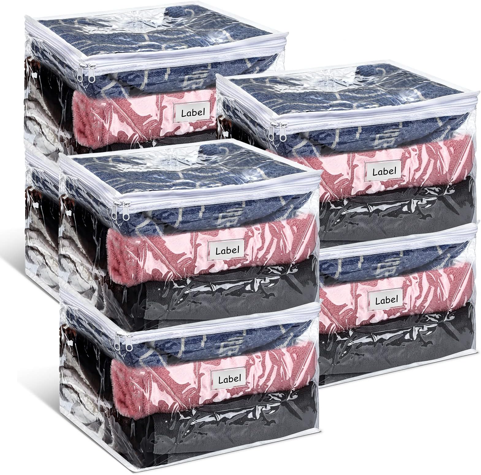 Amazon.com: 6 Pieces Zippered Storage Bags Clear Sweater Storage Bag ...