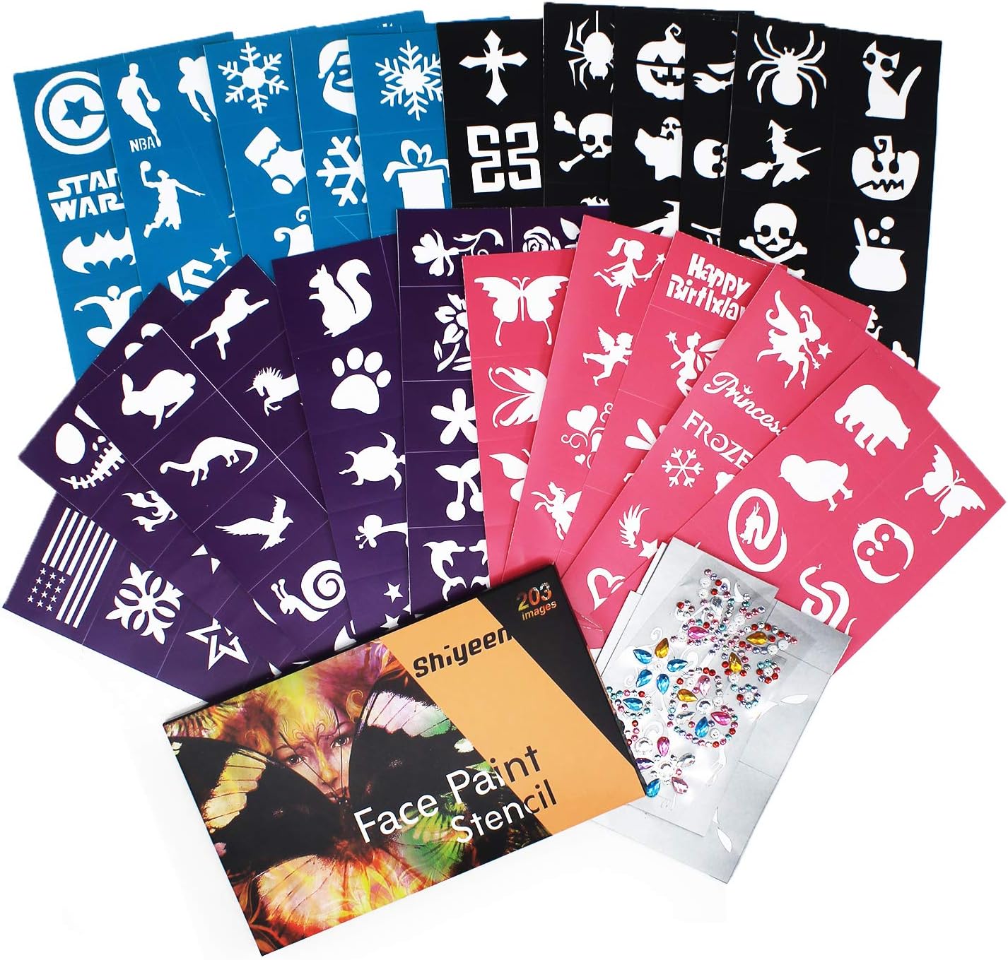 Amazon.com: Lystin Face & Body Paint Stencils Kit for Kids (200 Pieces ...