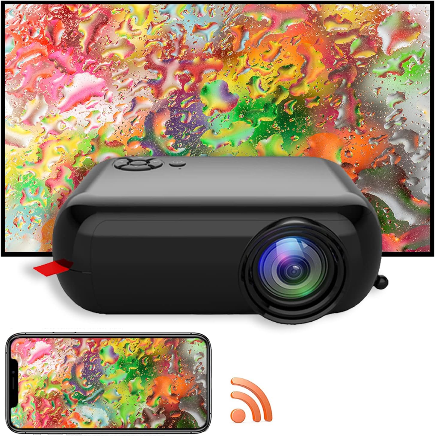 Mini projetor portátil, 1800 lumens full hd 1080p projetor de exibição ...