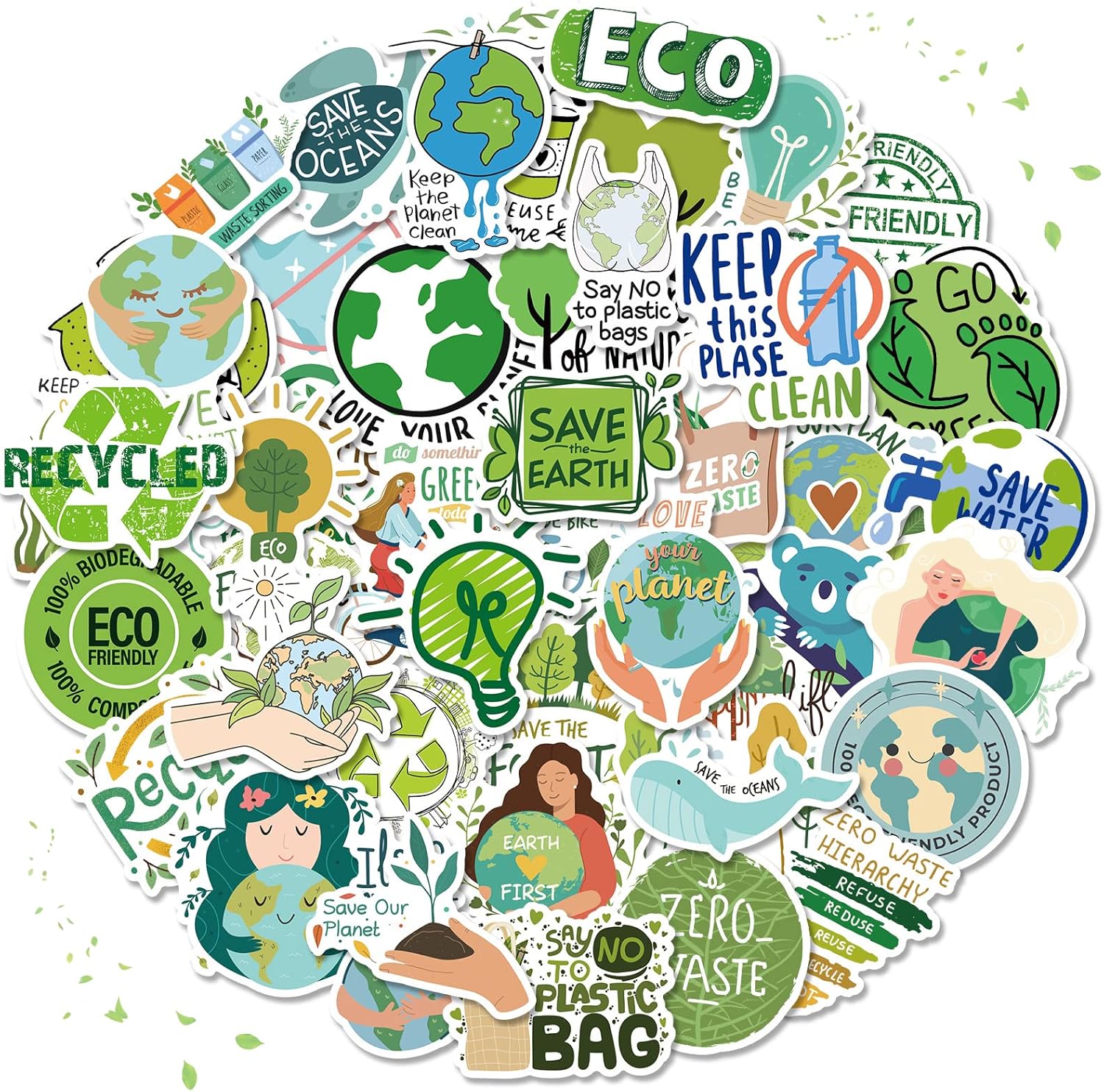 Amazon.com: Green Department Eco-Friendly Stickers - 50Pcs, World ...