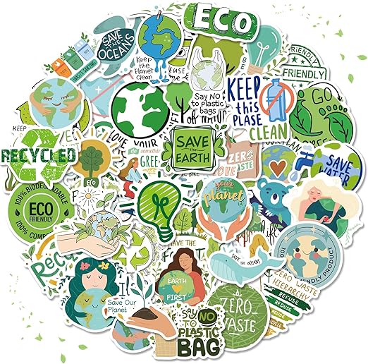 Amazon.com: Green Department Eco-Friendly Stickers - 50Pcs, World ...