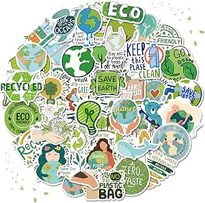 Amazon.com: Green Department Eco-Friendly Stickers - 50Pcs, World ...