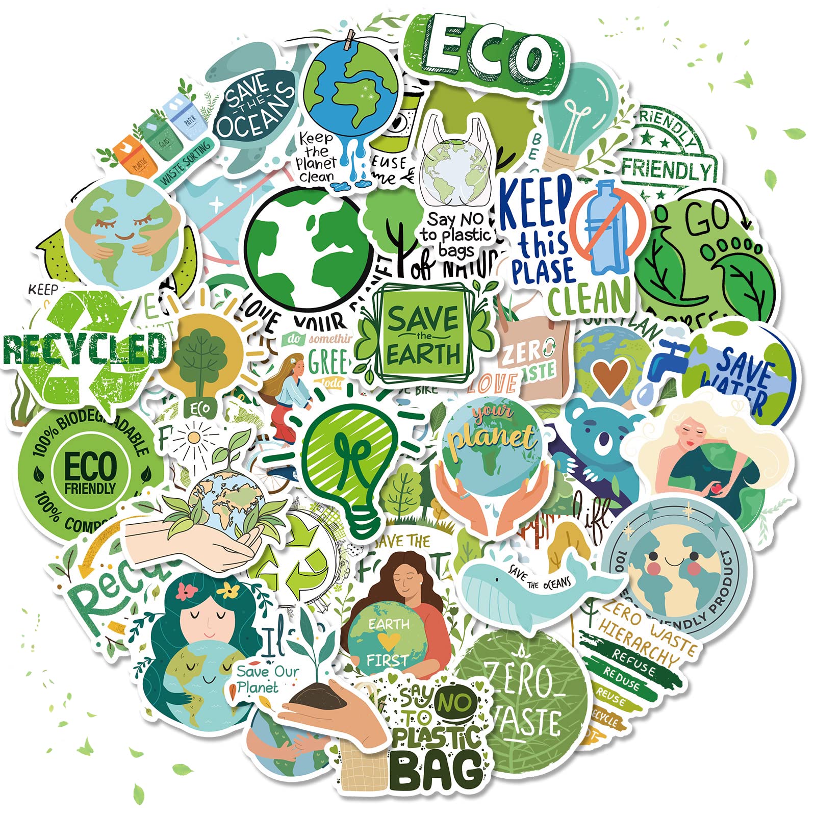 Amazon.com: Green Department environmental theme stickers 50Pcs, World ...