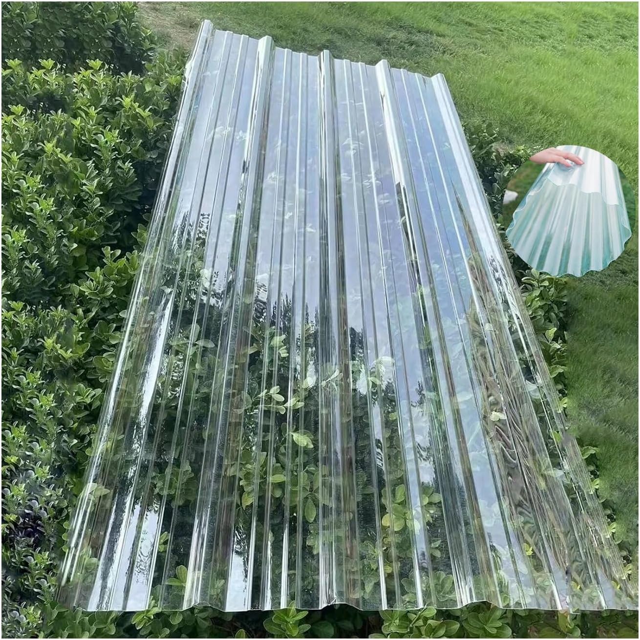 QWEASDF Clear Polycarbonate Roofing Sheet, Splicable Corrugated Plastic ...