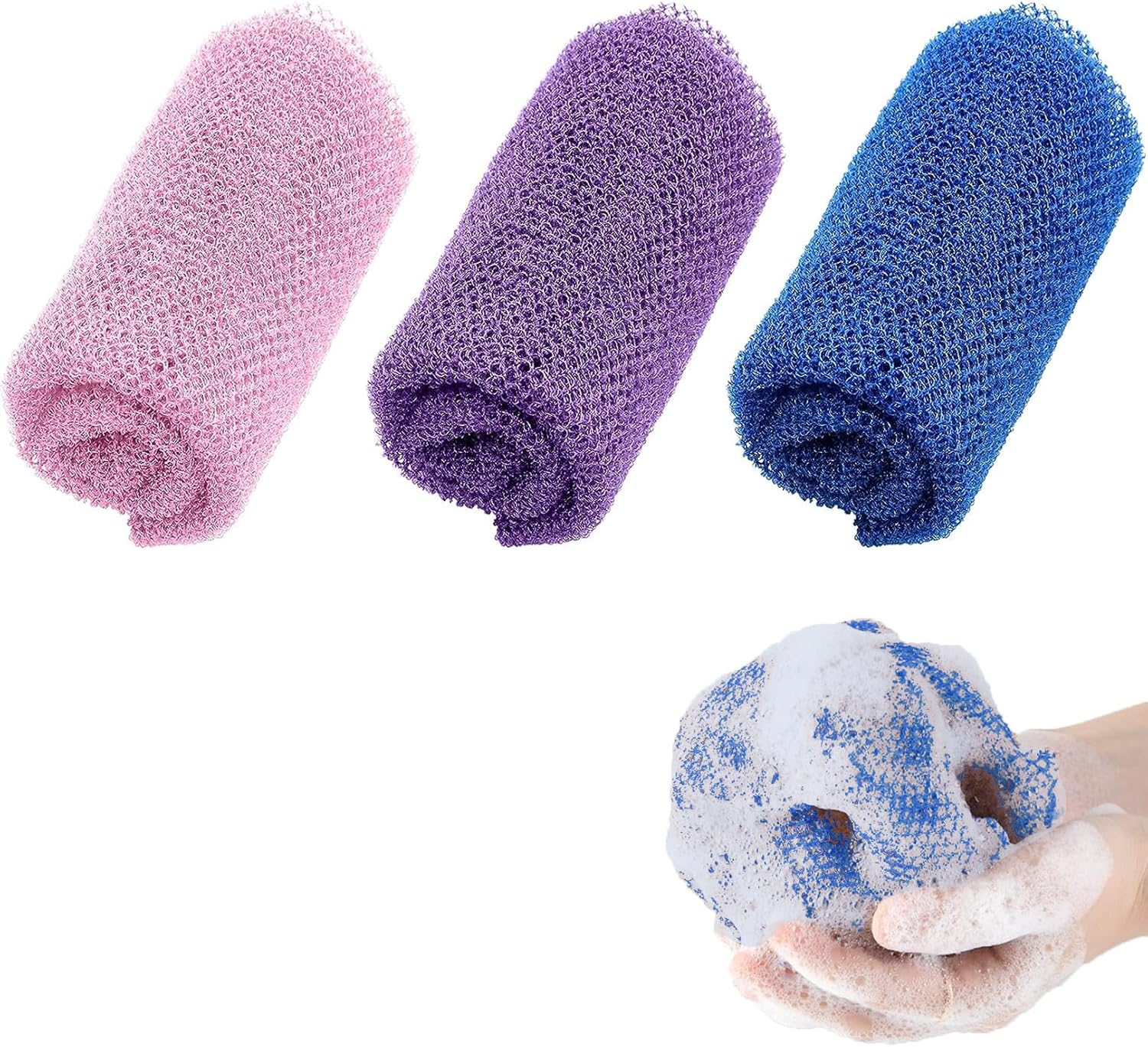 3Pcs African Shower Sponge Body Sponge,African Net Sponge,Deep Cleaning ...