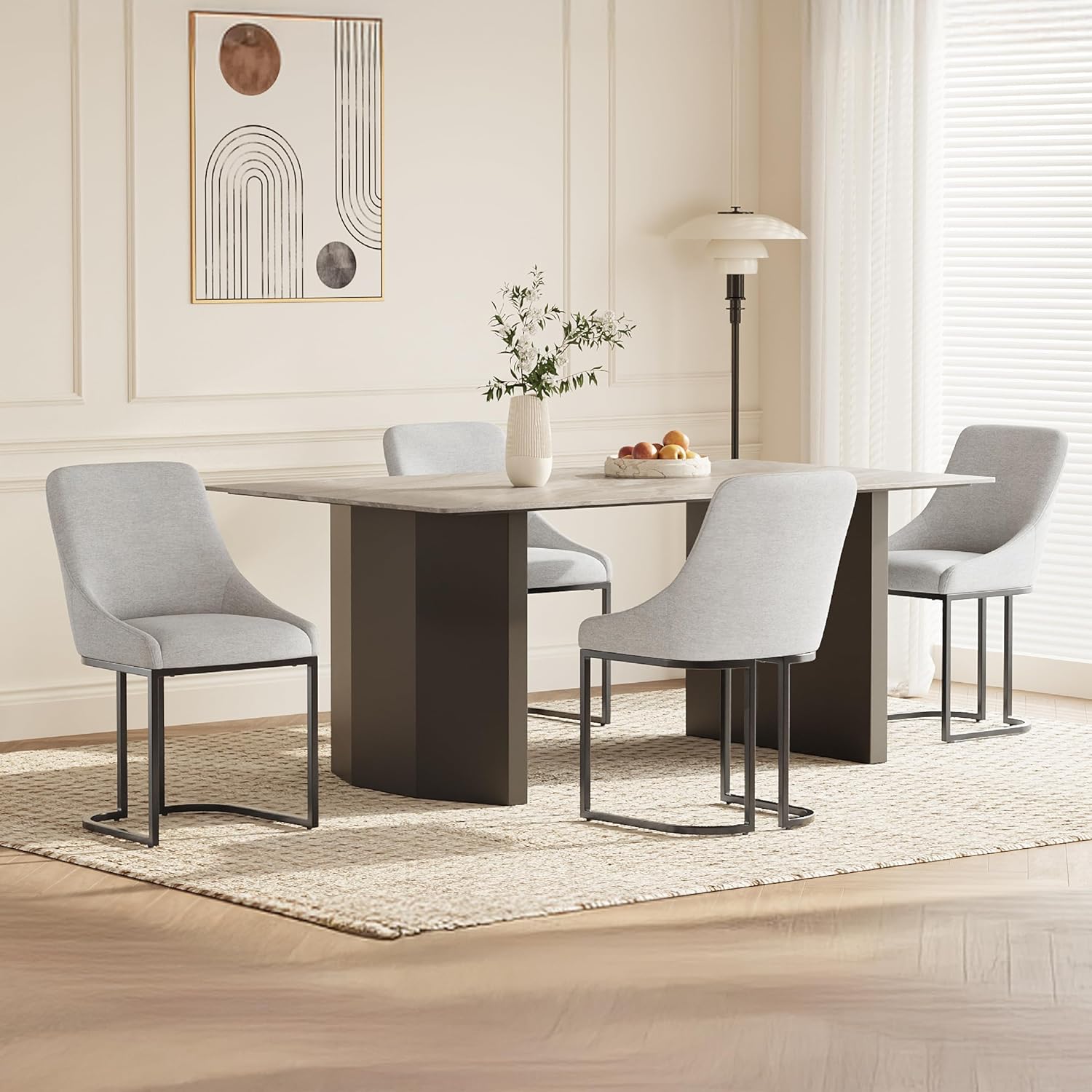 Amazon.com - COLAMY Kitchen Dining Chairs Set of 4, Fabric Upholestered ...
