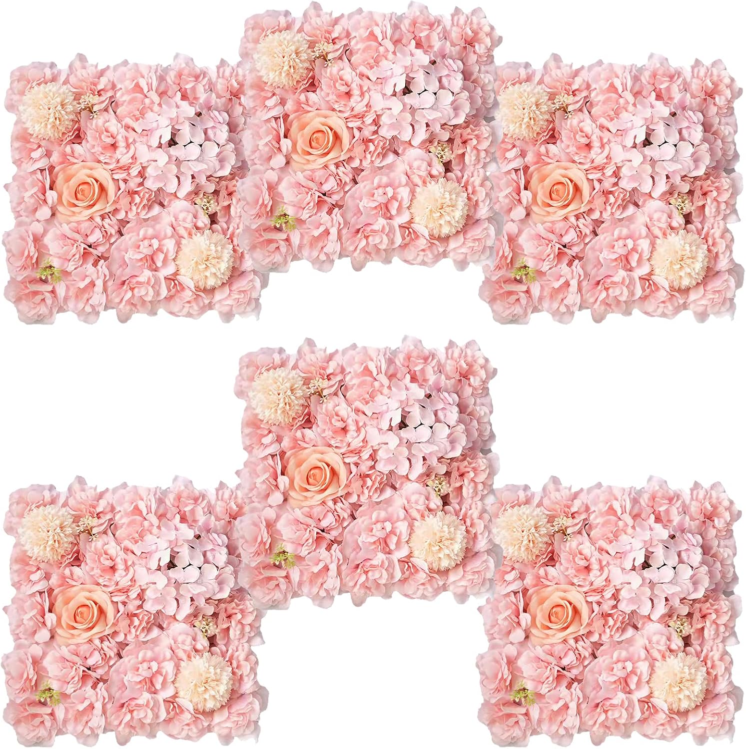 6 Pezzi Pannello Murale di Fiori Artificiali, 38 * 38 cm Fiori di Seta ...