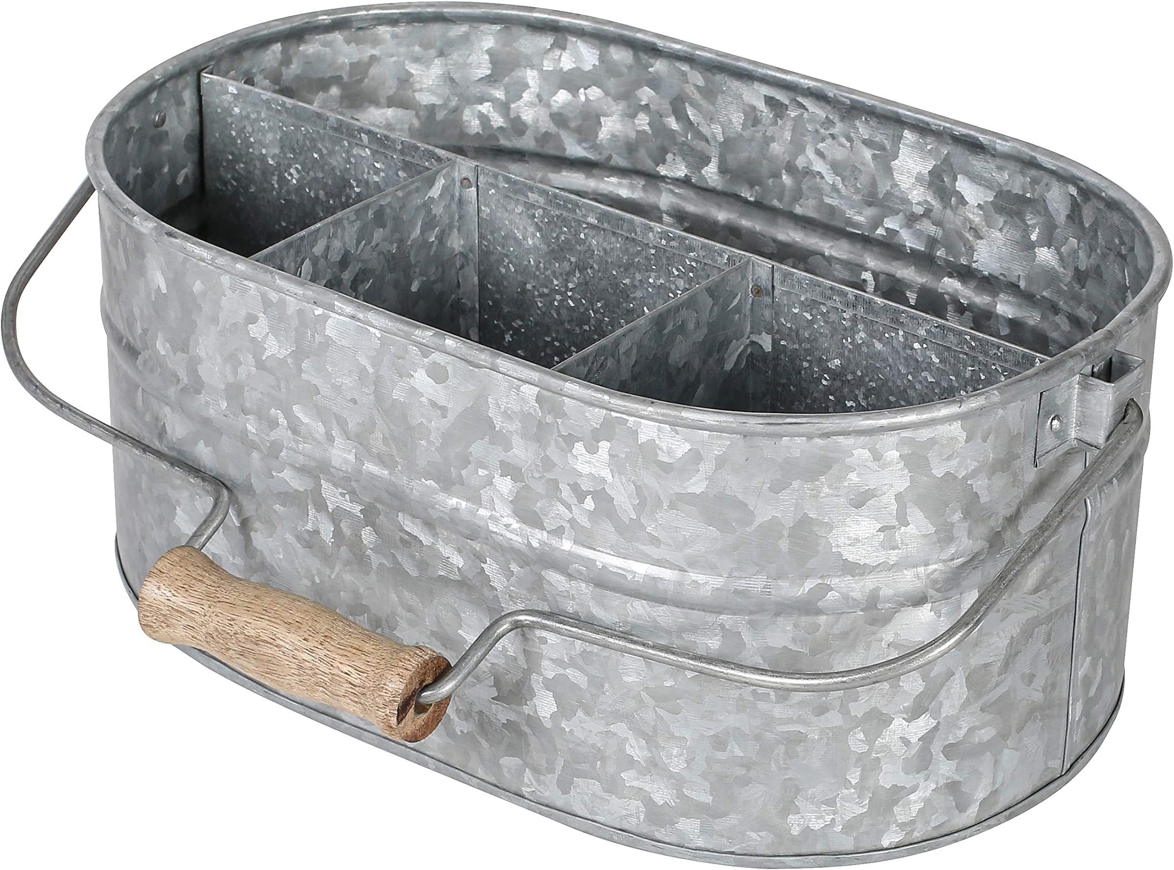 Amazon.com: Homebia Designs Galvanized Metal Caddy with 4 Compartments ...
