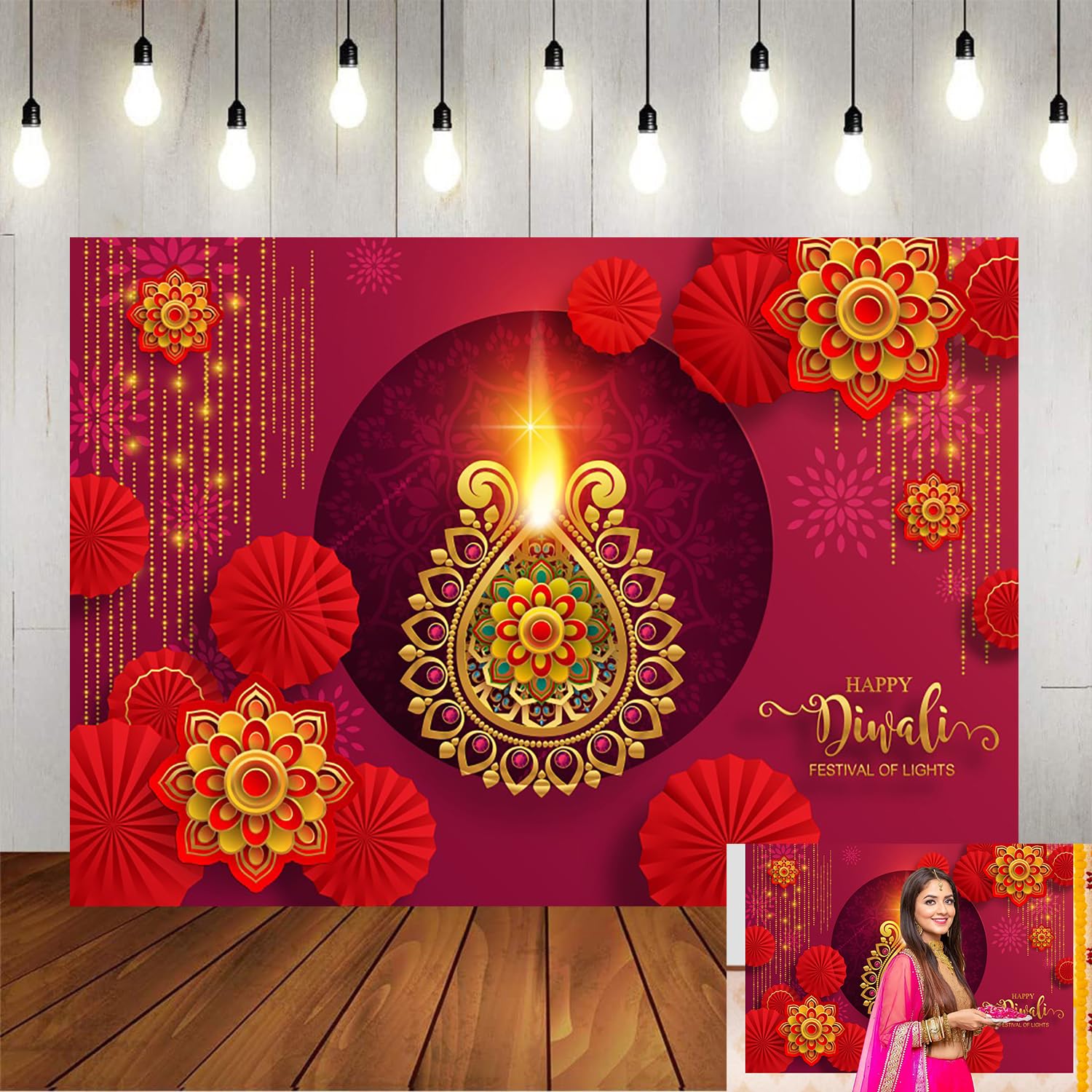 Diwali Decorations Backdrop Happy Diwali Backdrop 8x6FT - Indian ...