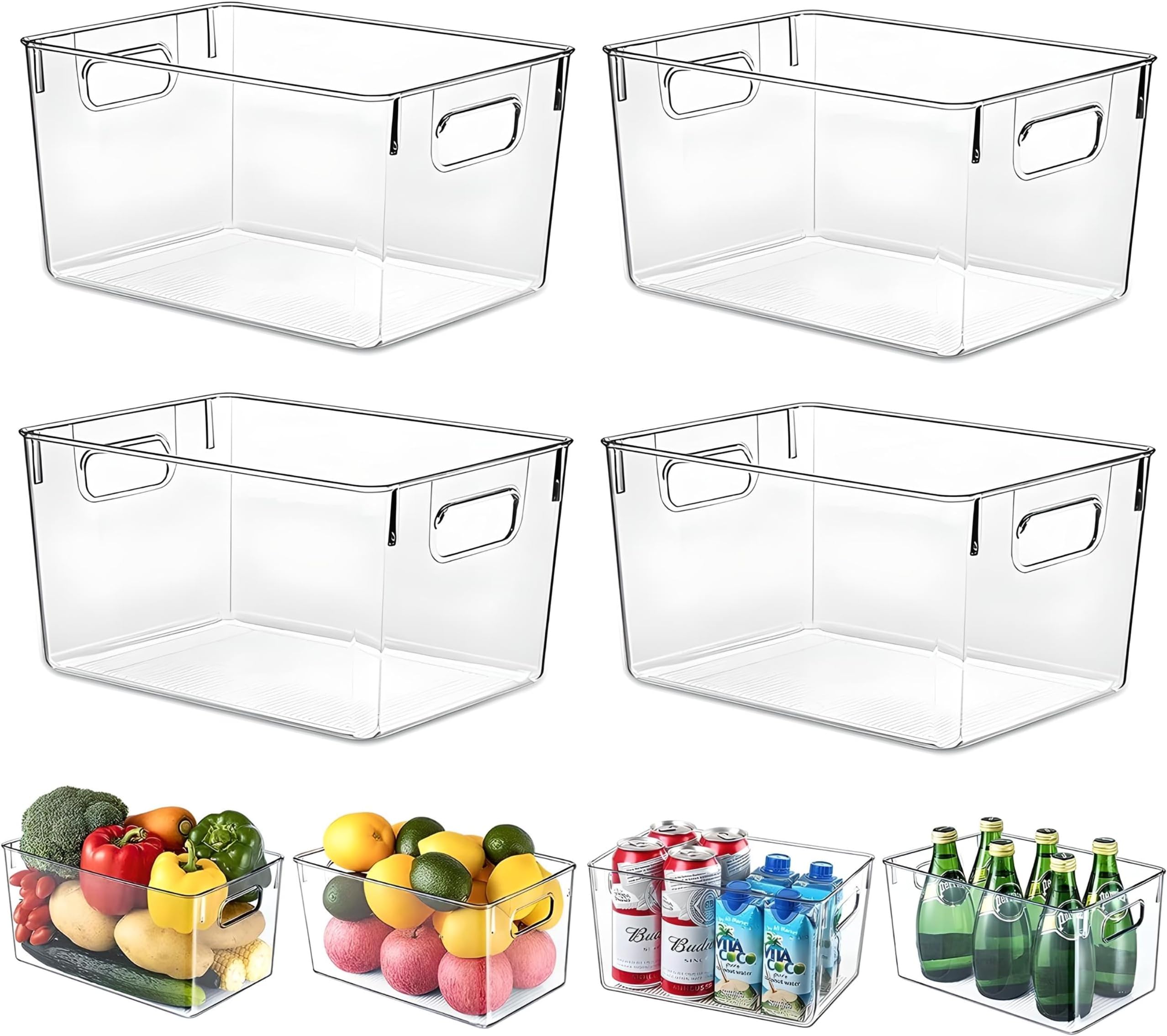 Amazon.com - Clear Plastic Storage Bins – 4 Large Containers for ...