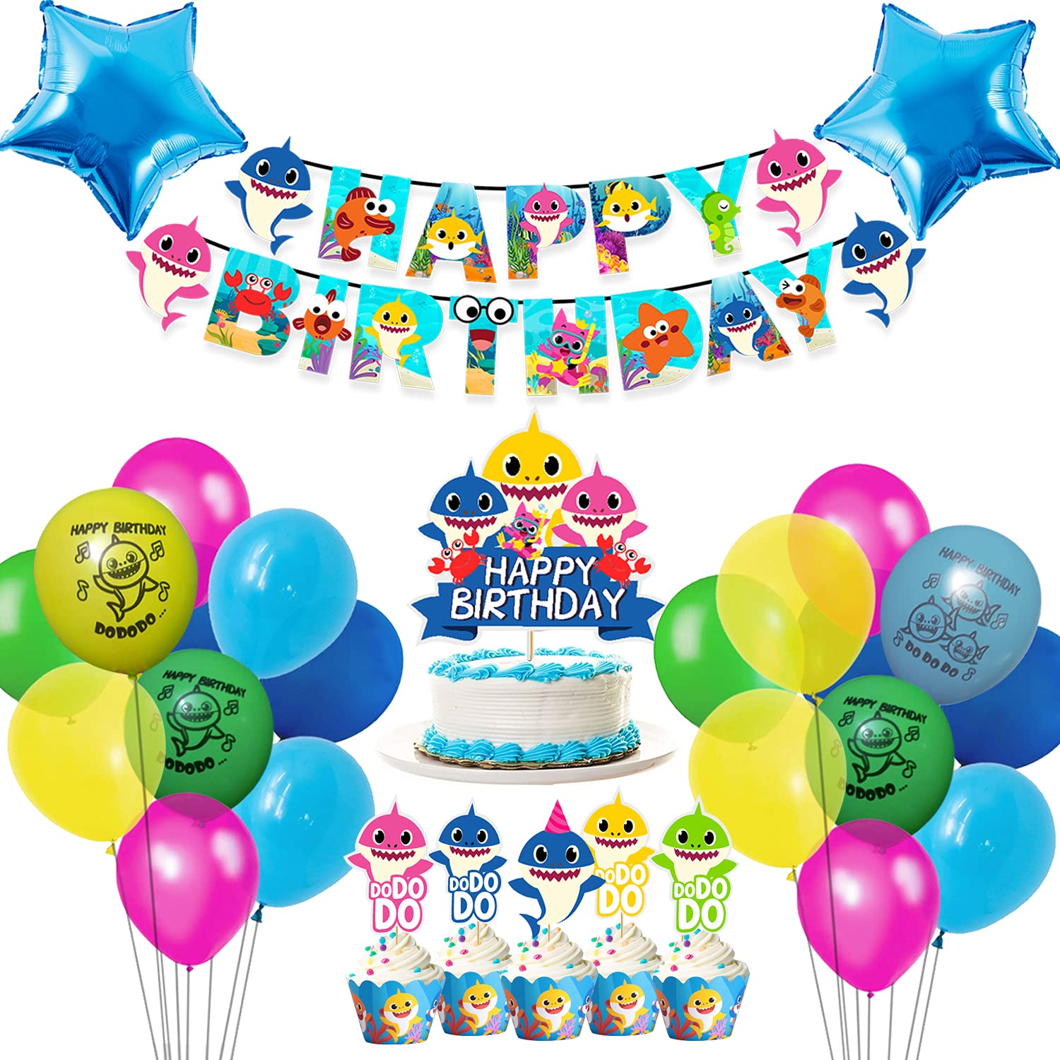 Party Propz Baby Shark Theme Birthday Decorations Combo 33pcs Set ...