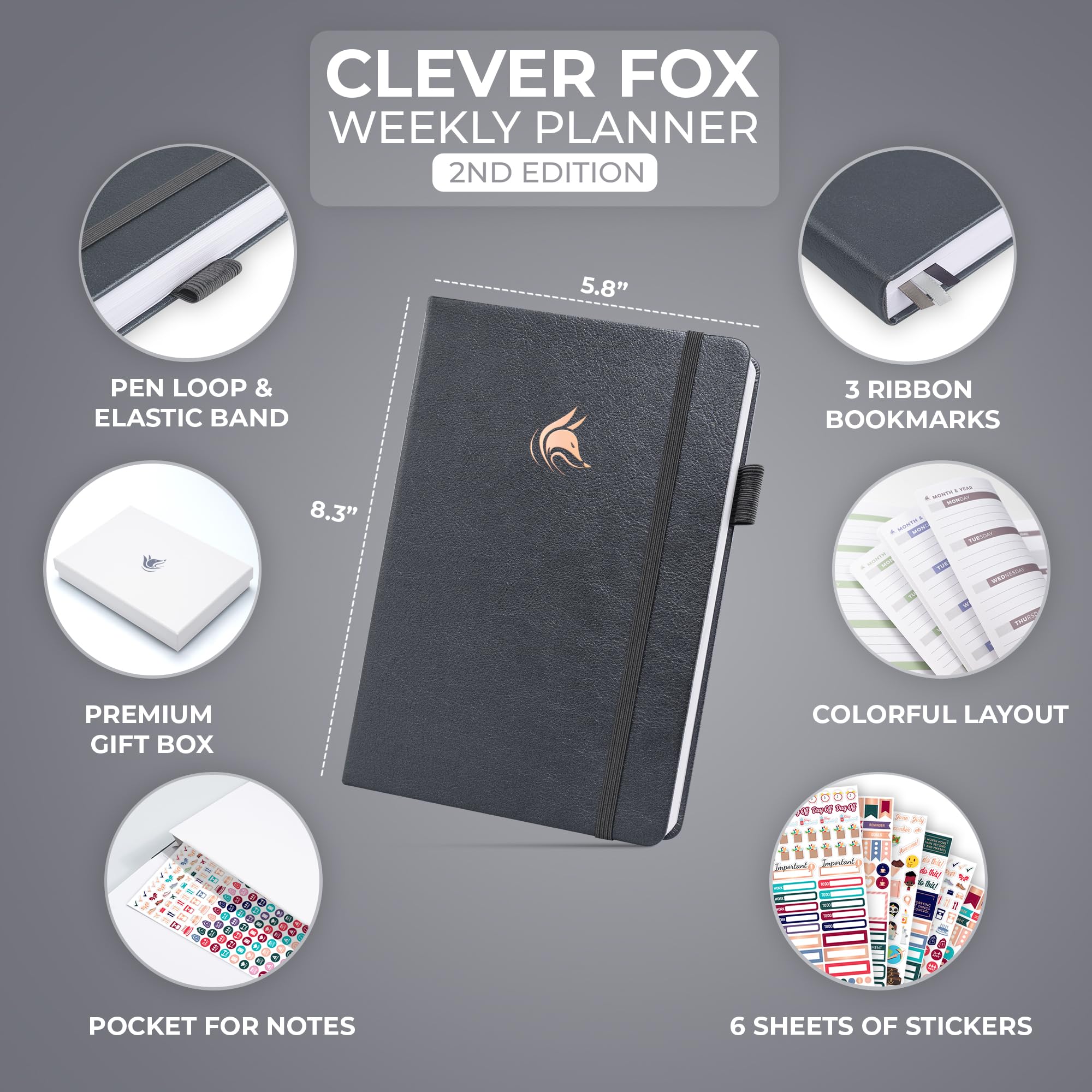 Snapklik.com : Clever Fox Planner 2nd Edition Colorful Weekly & Monthly ...