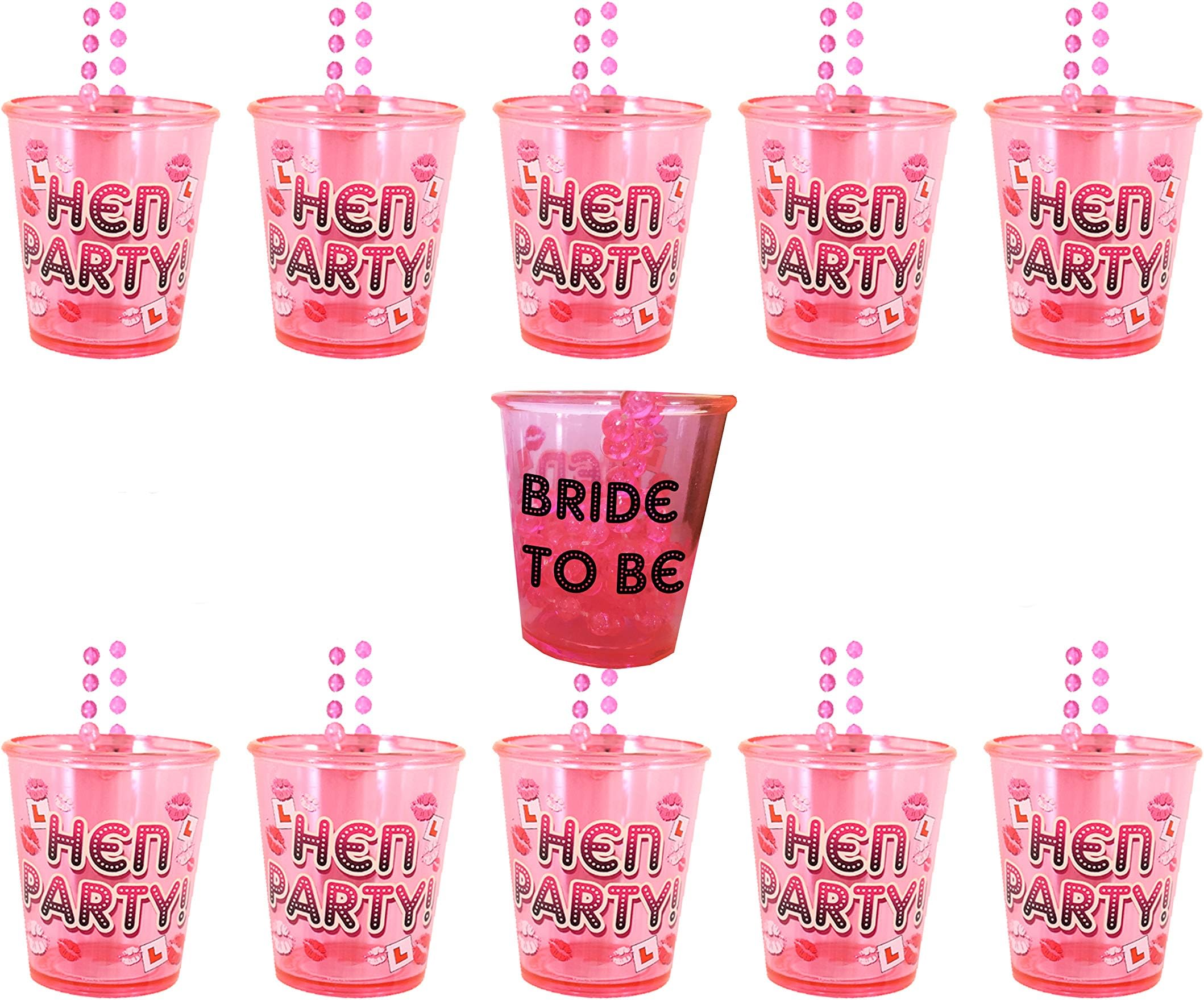 Seven Hen Party Shot Glasses with Badges. : Amazon.co.uk: Home & Kitchen