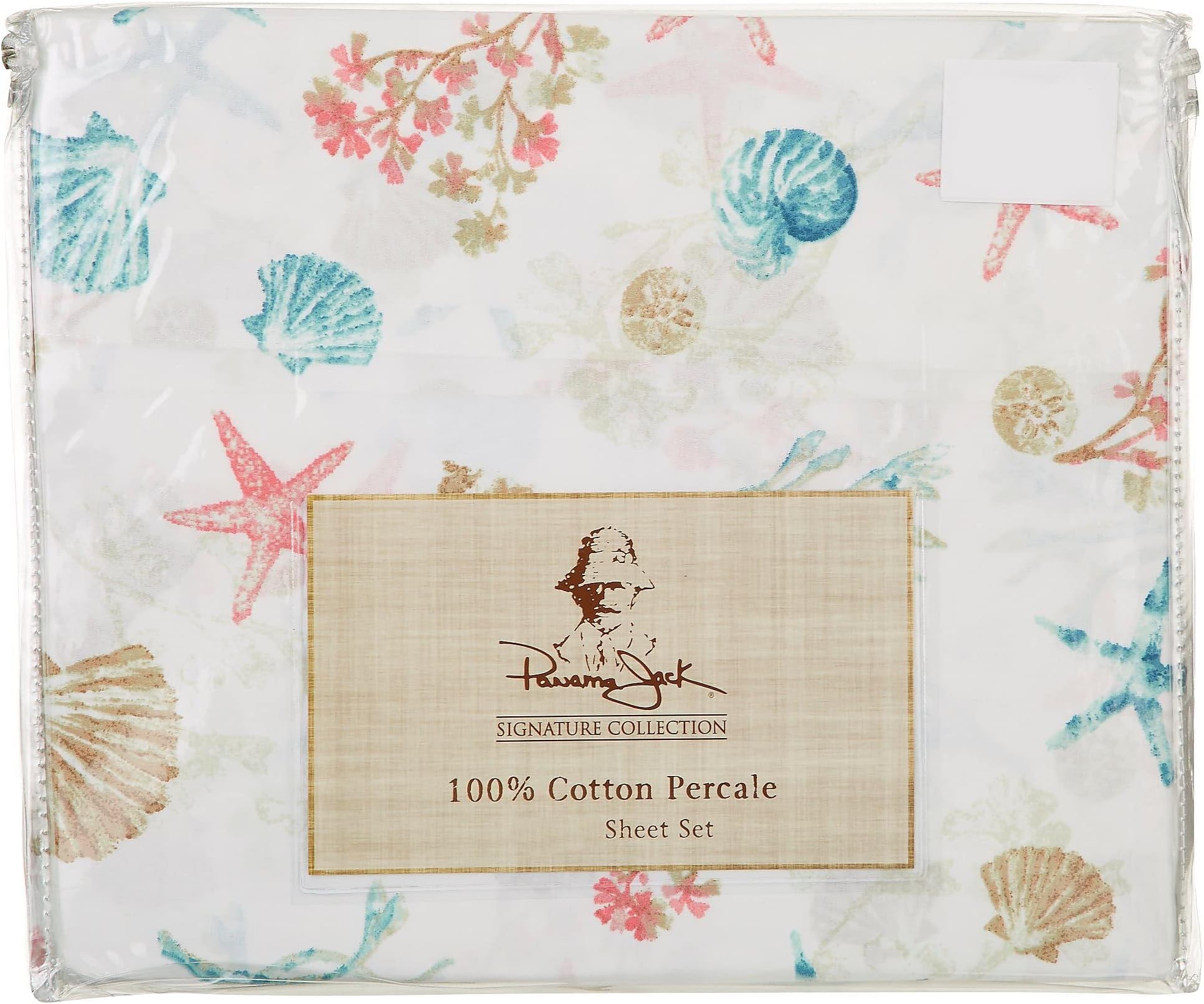 Amazon.com: Panama Jack Seashore Shell Sheet Set Twin Ivory White/red ...