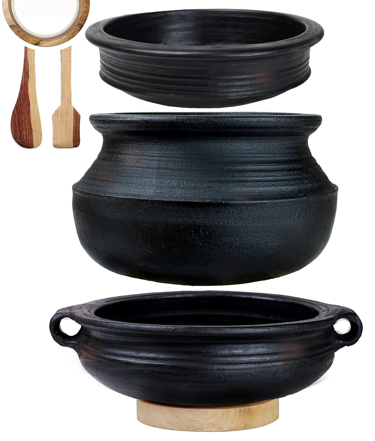 Buy Craftsman Deep Burned Clay Handi/Pot for Cooking and Serving Combo ...