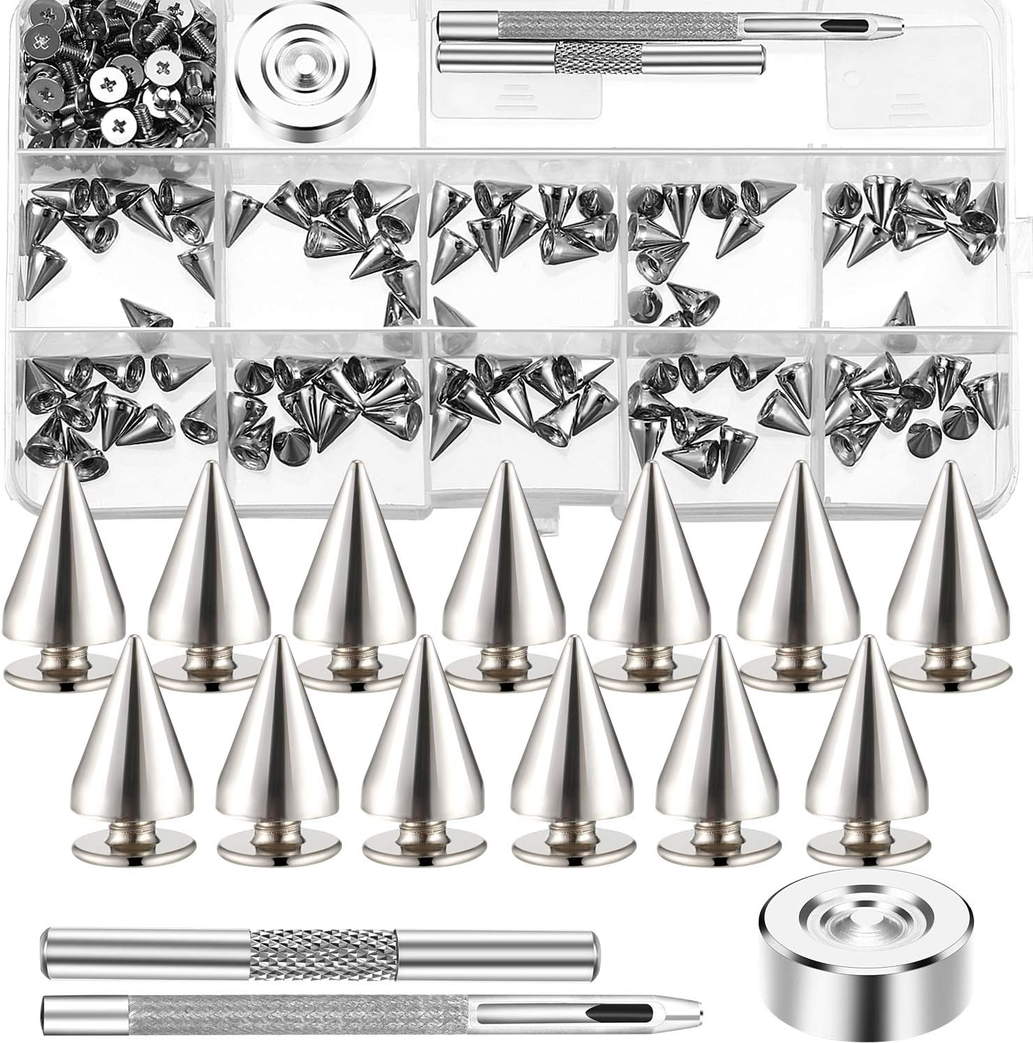 Amazon.com: 100 Sets 7 mm x 10 mm Punk Spikes Bullet Cone Spikes Rivets ...