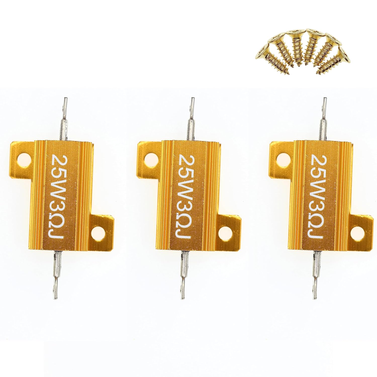 3 Pieces 25W 3 Ohm High Power Aluminum Housed WireWound Resistor with ...